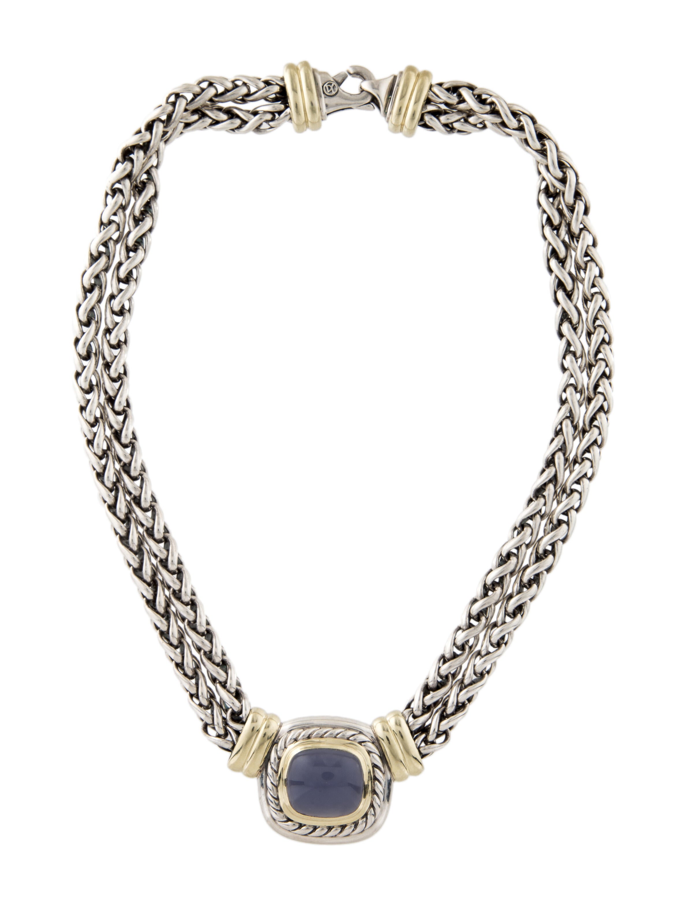 David Yurman Two-Tone Double Wheat Chain Necklace - Silver, 18K Yellow ...