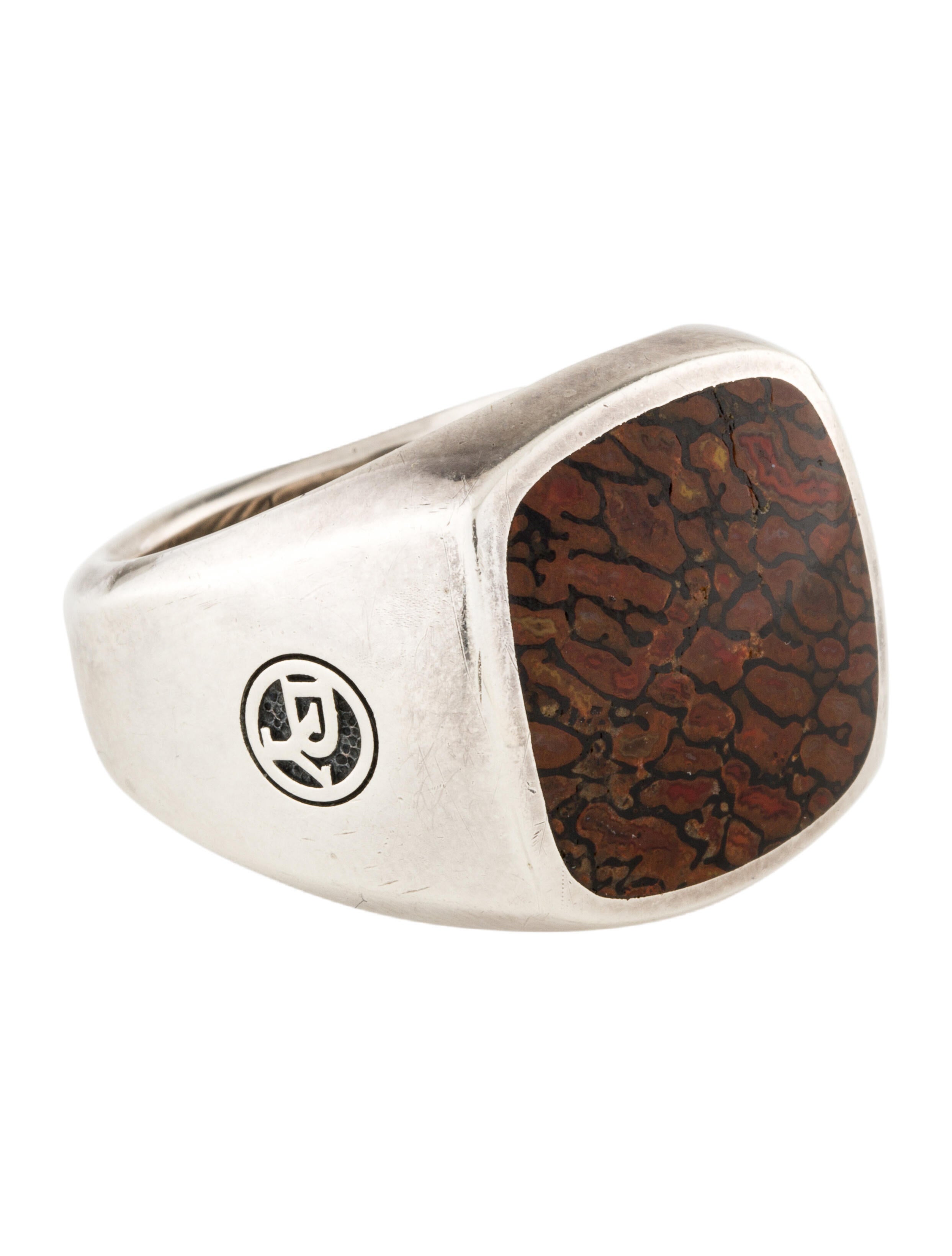 David Yurman Fossilized Dinosaur Bone Signet Ring - Cocktail Ring ...
