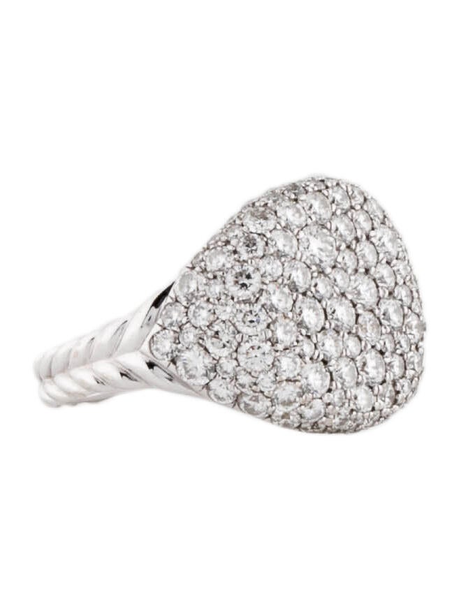 David Yurman 18K Diamond Chevron Pinky Ring - 18K White Gold Signet ...