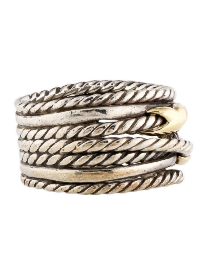 David Yurman Double Crossover Cable Ring - 18K Yellow Gold Band, Rings ...