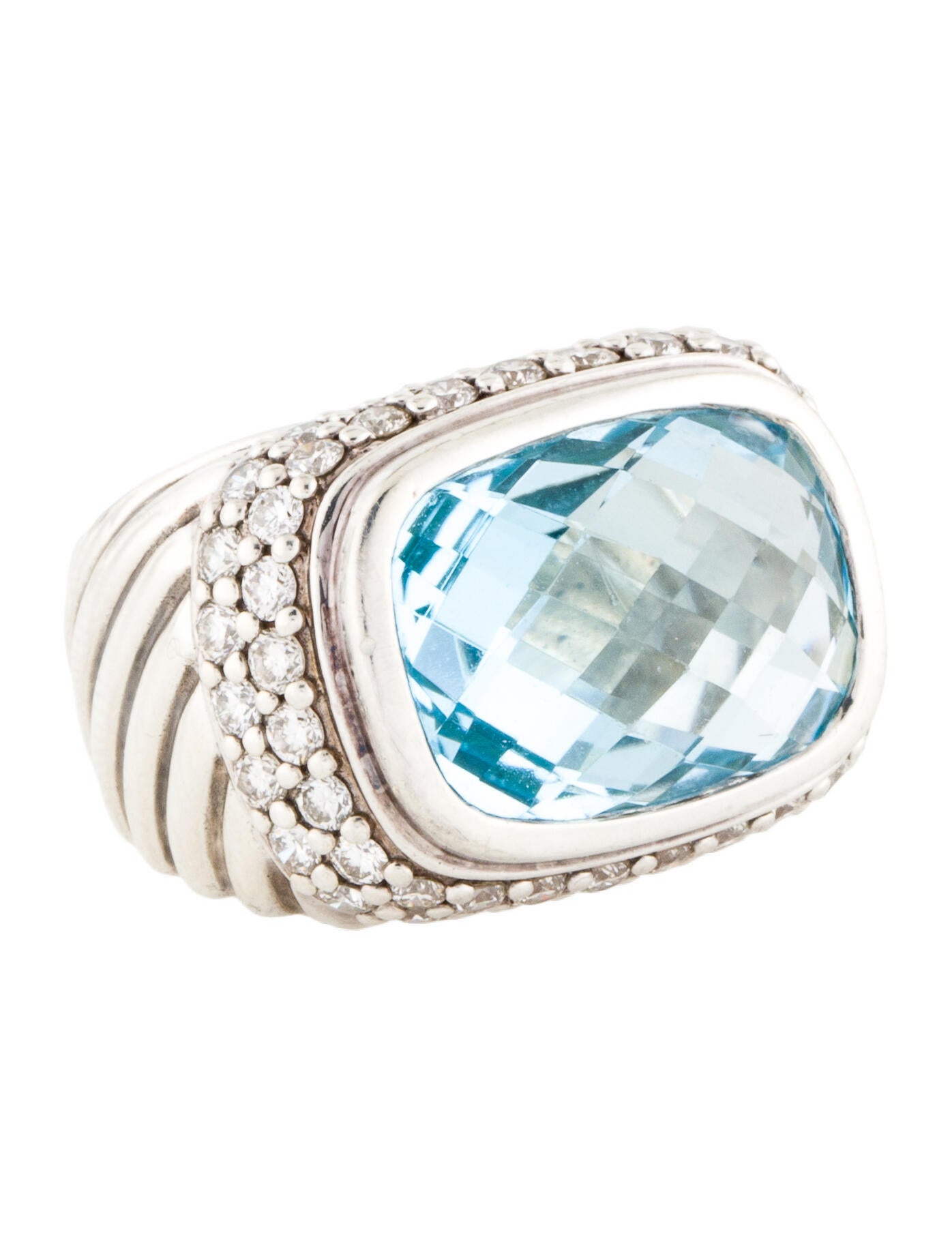 David Yurman Two-Tone Diamond Cable Noblesse Cocktail Ring - 18K Yellow ...