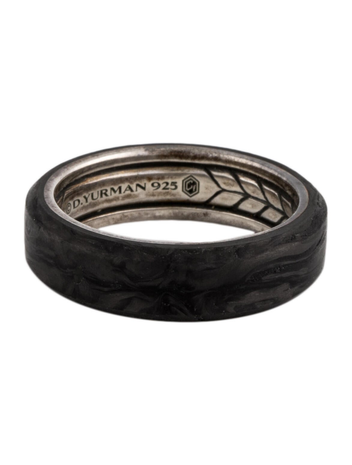 David Yurman Forged Carbon Beveled Wedding Band - Sterling Silver ...