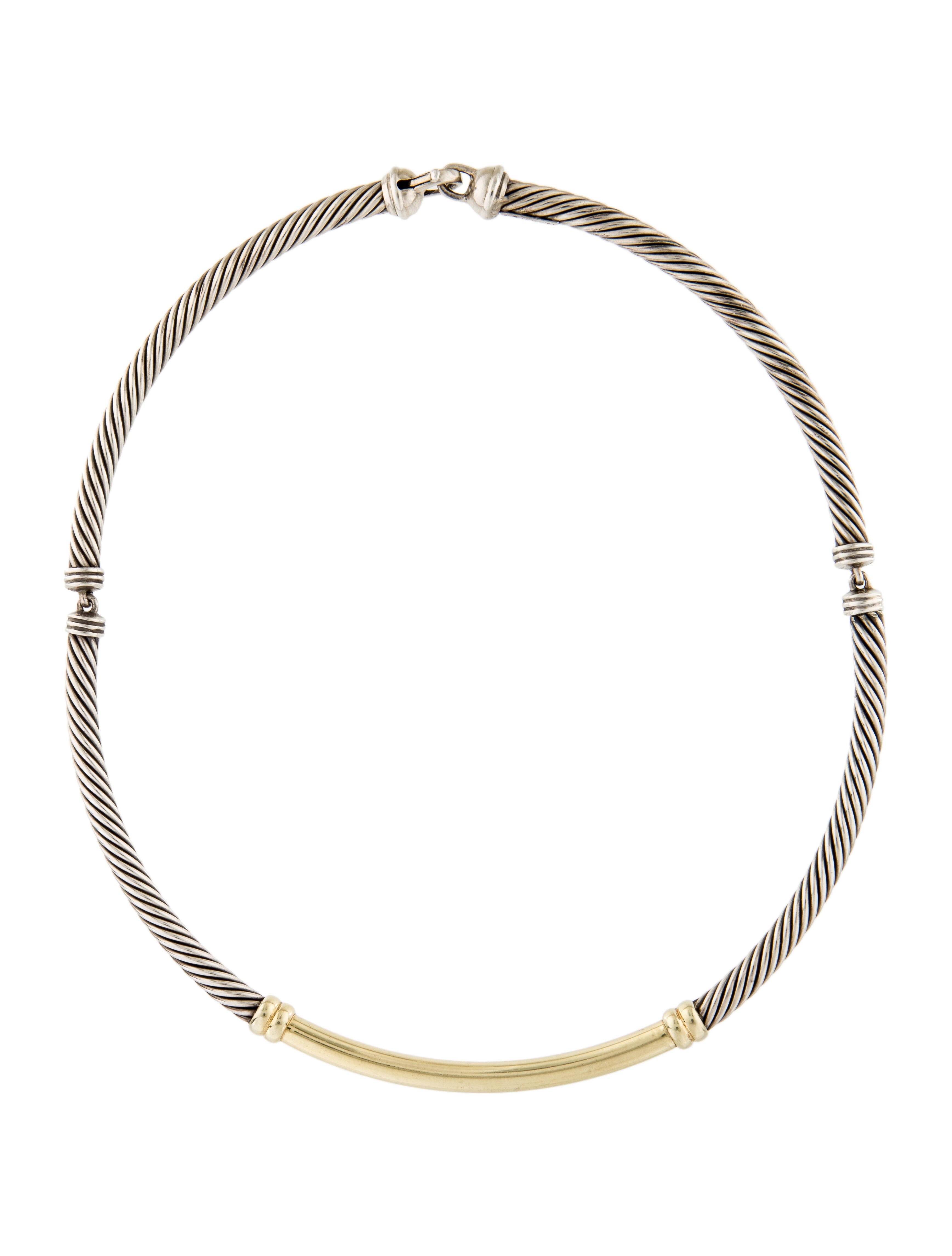 David Yurman Two-Tone Crossover Collar Necklace - 18K Yellow Gold ...