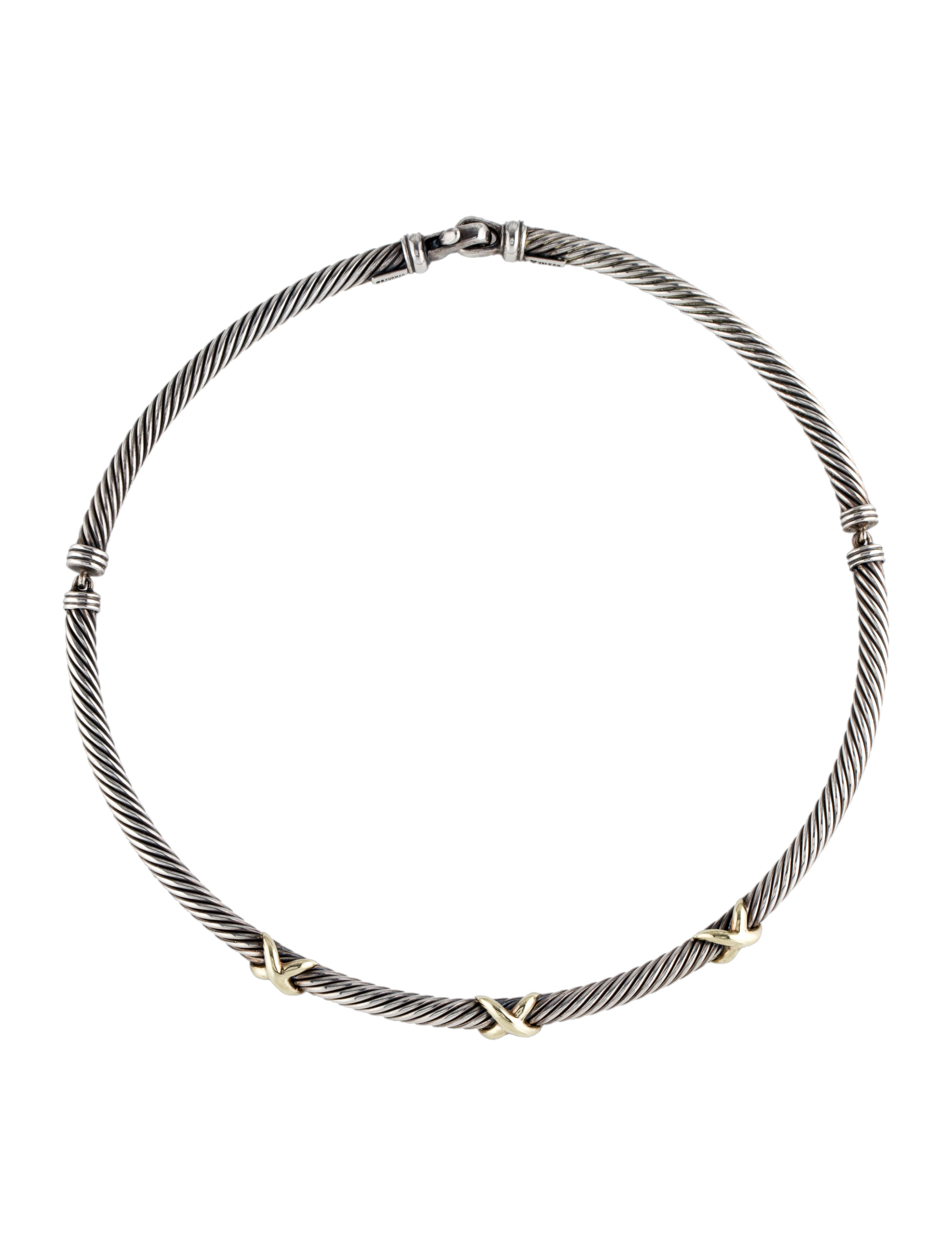 David Yurman Two-Tone Triple X Cable Collar Necklace - 14K Yellow Gold ...