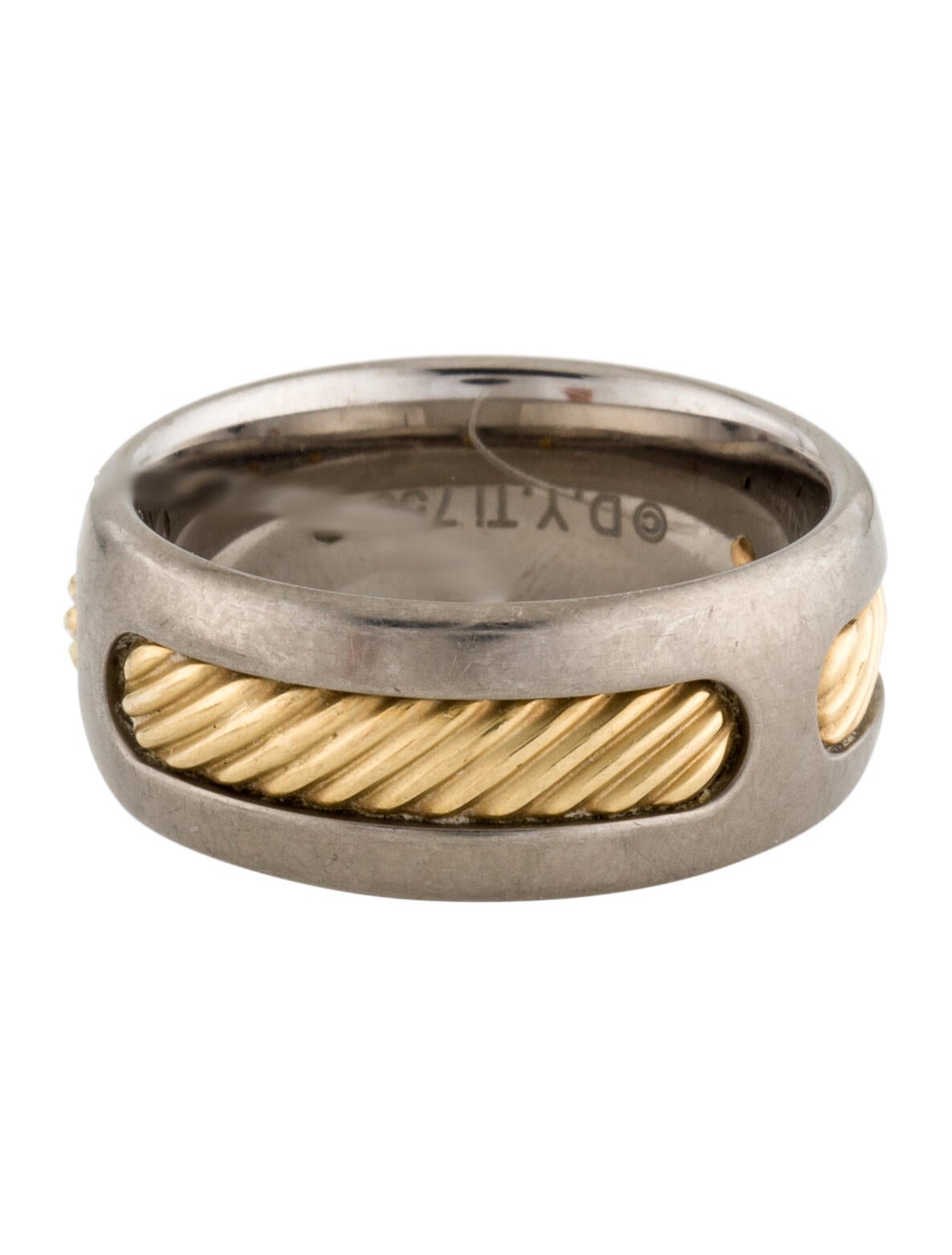 David Yurman Two-Tone Cable Insert Band - 18K Yellow Gold Band, Rings ...
