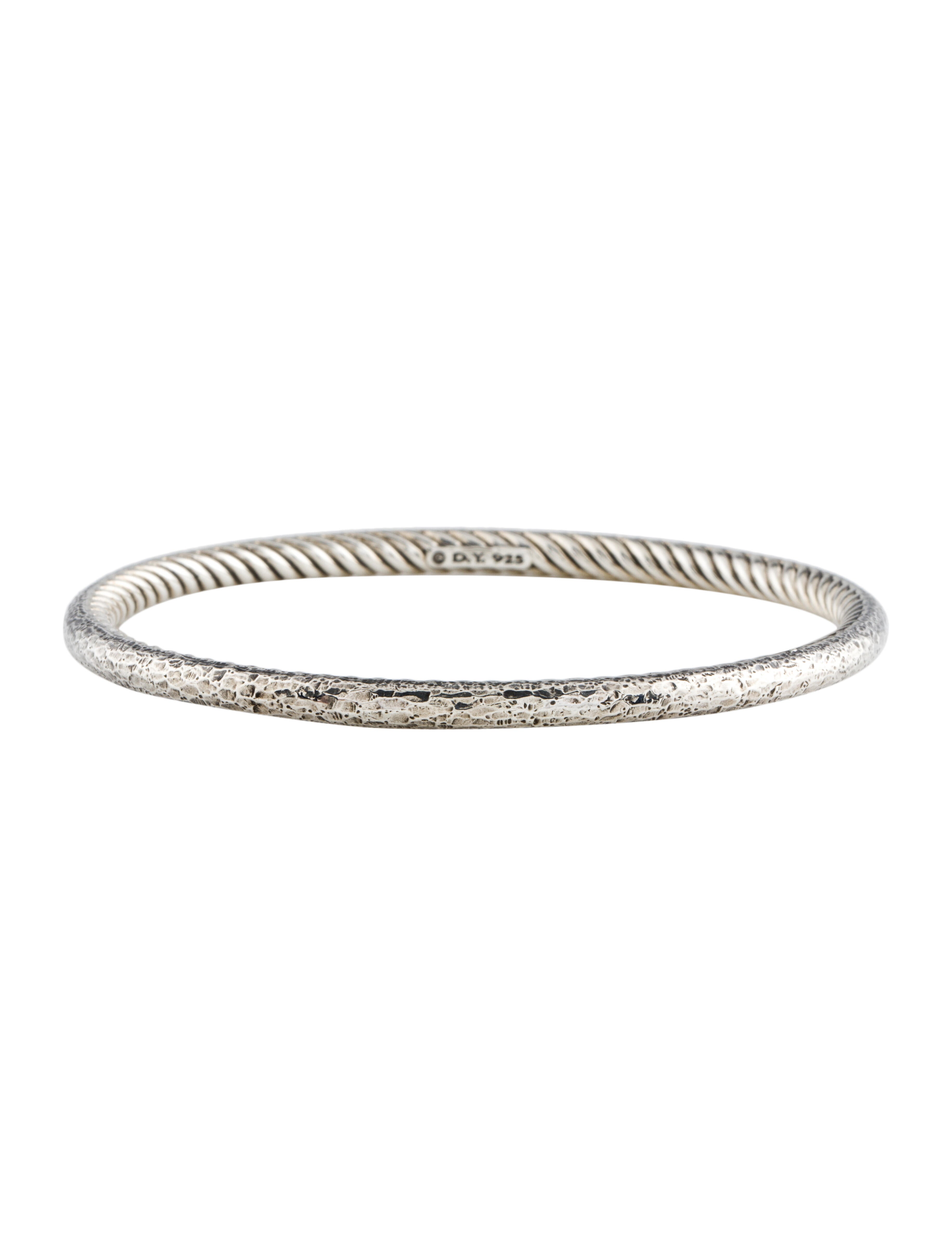 David Yurman Hammered Cable Inside-Out Bangle - Sterling Silver Bangle ...