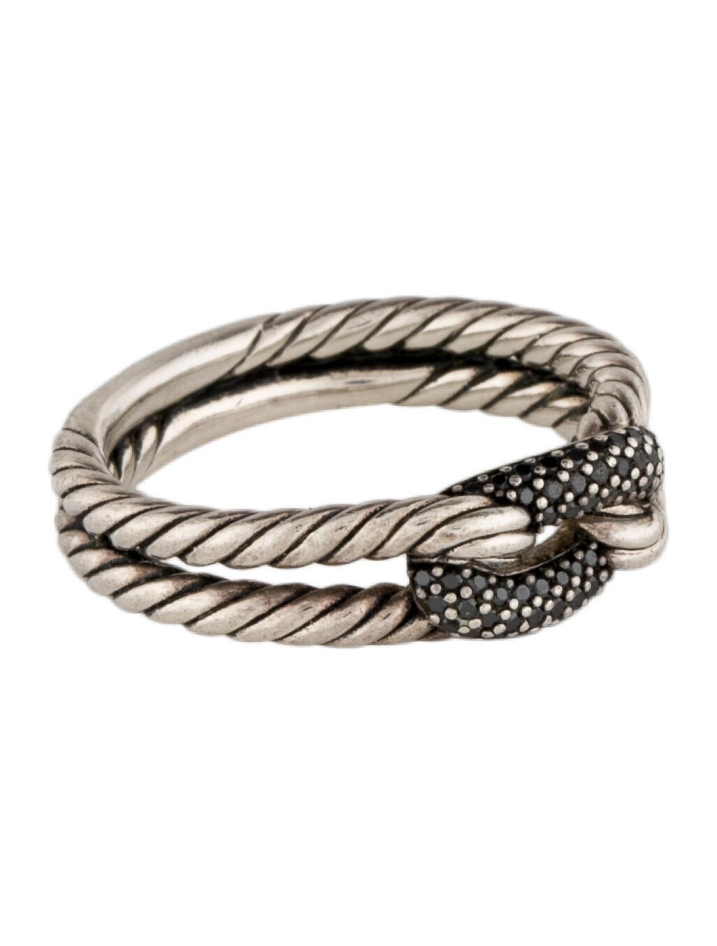 David Yurman Black Diamond Petite Pavé Loop Ring - Sterling Silver Band ...