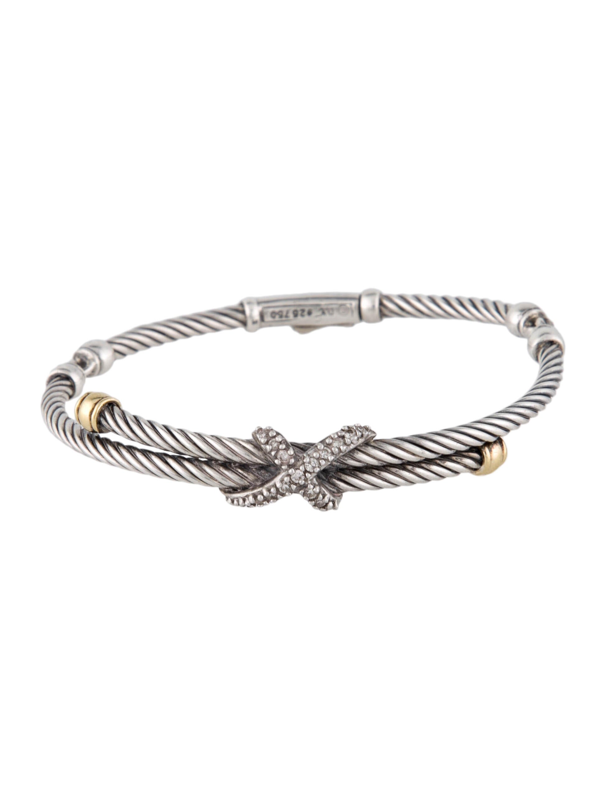 David Yurman Diamond X Crossover Bypass Bracelet - 18K Yellow Gold ...