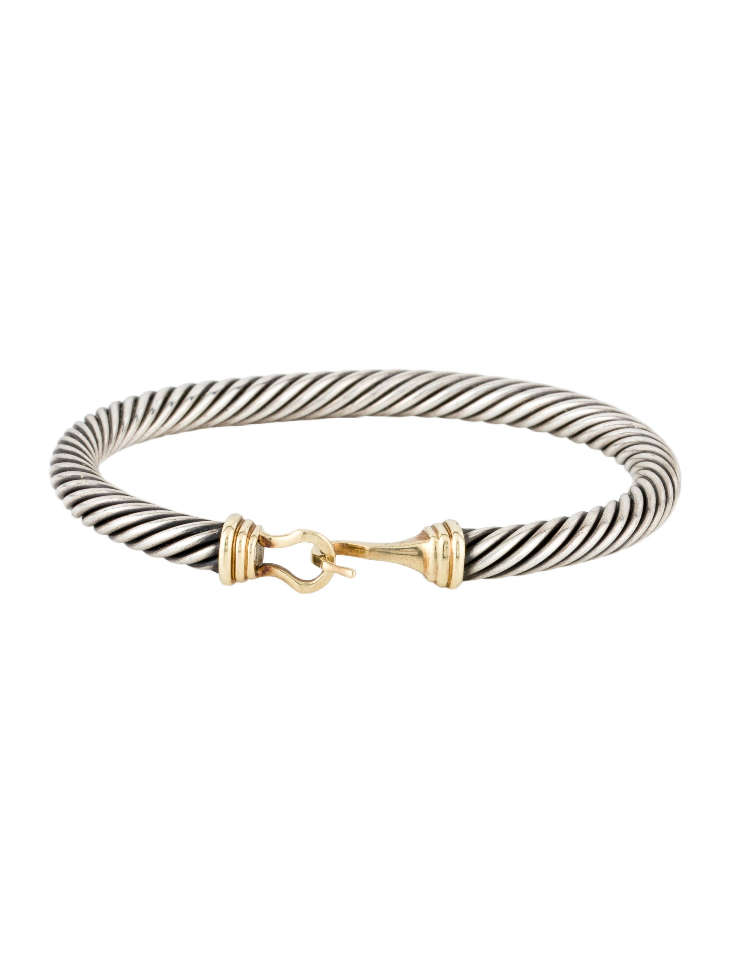 David Yurman Diamond Two-Tone Cable Buckle Bracelet - 18K Yellow Gold ...