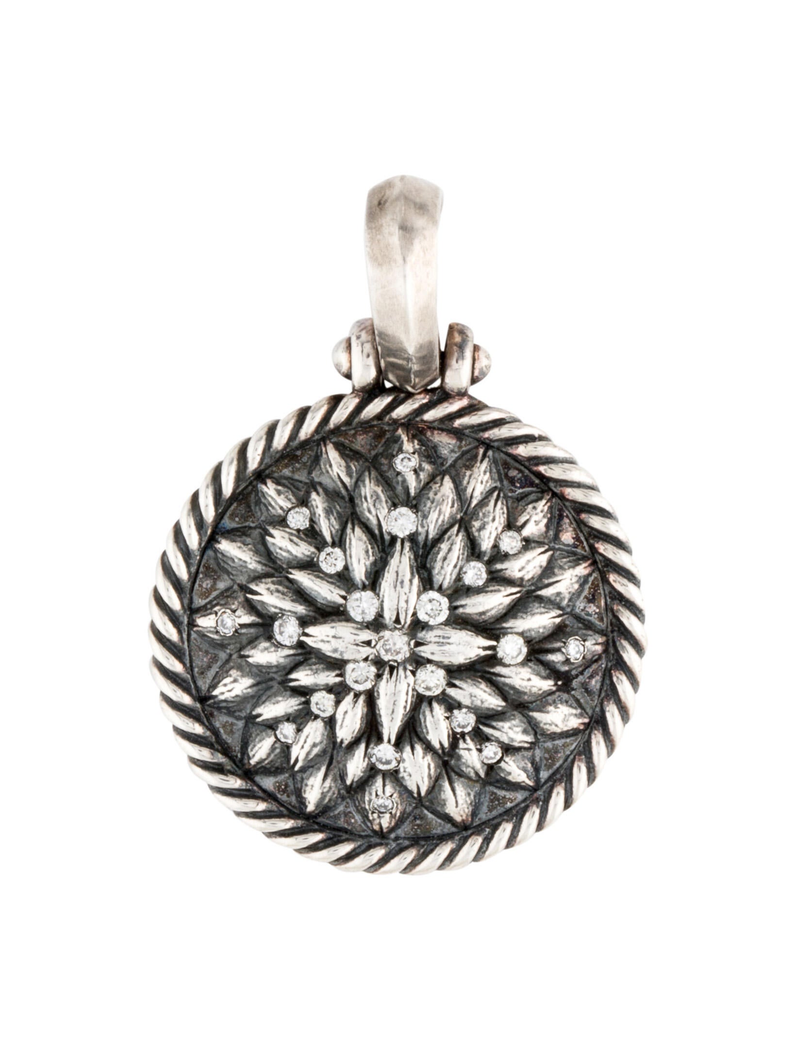 David Yurman Diamond Lotus Amulet - Sterling Silver Pendant Necklace ...
