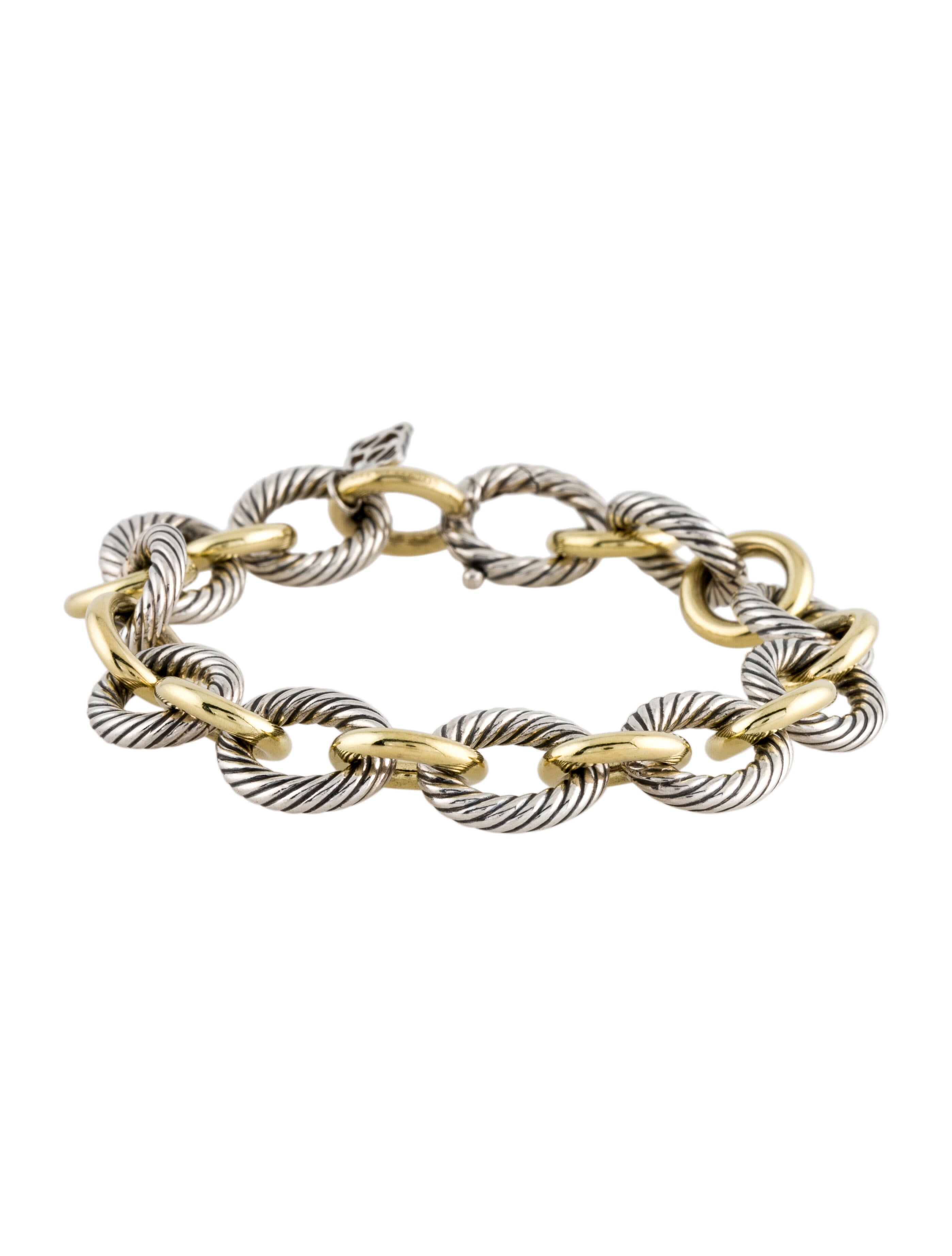 David Yurman Two-Tone Peridot Cable Cuff Bracelet - 14K Yellow Gold ...