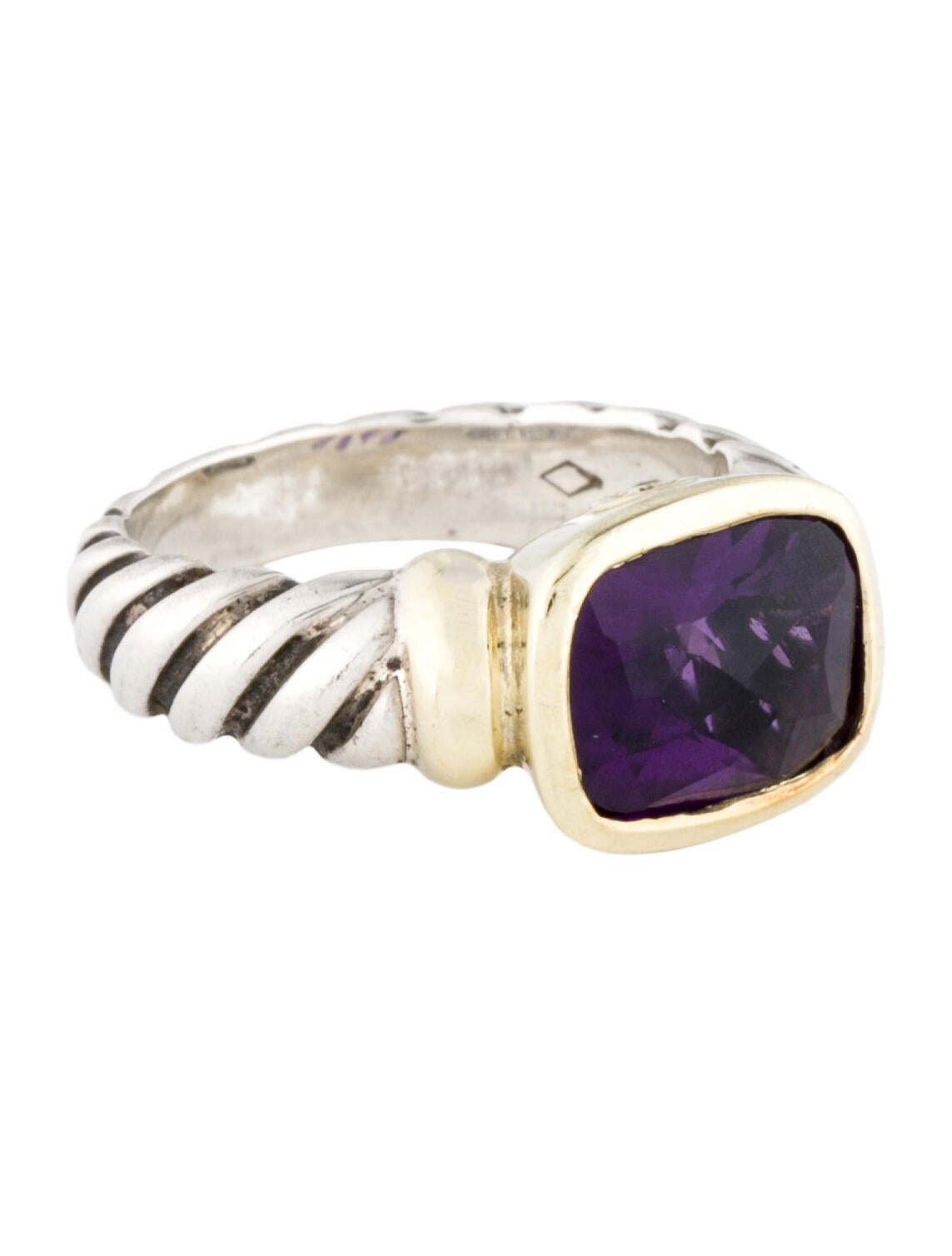 David Yurman Vintage Amethyst Noblesse Ring - 14K Yellow Gold Band ...