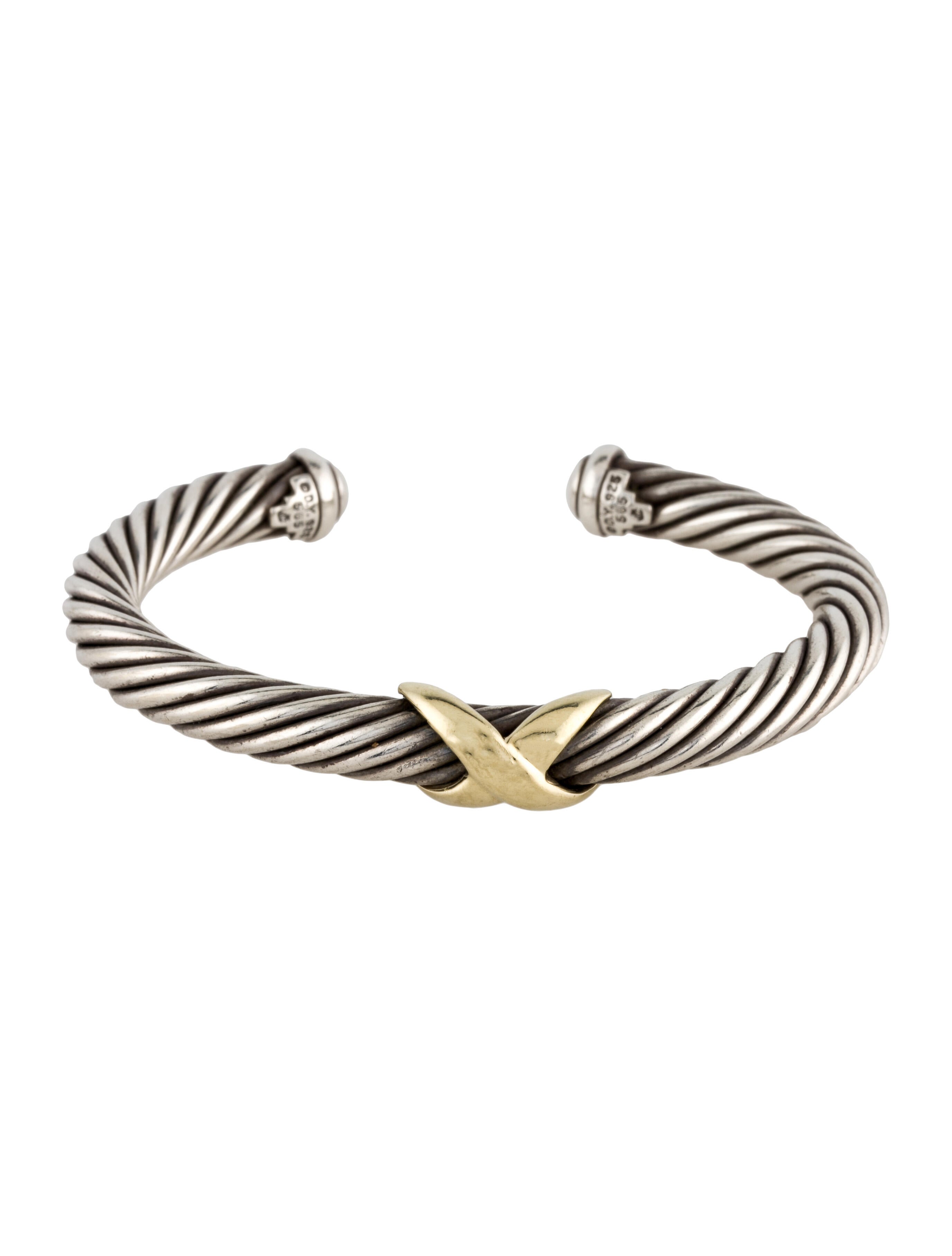 David Yurman Two-Tone X Station Cuff Bracelet - 14K Yellow Gold Cuff ...