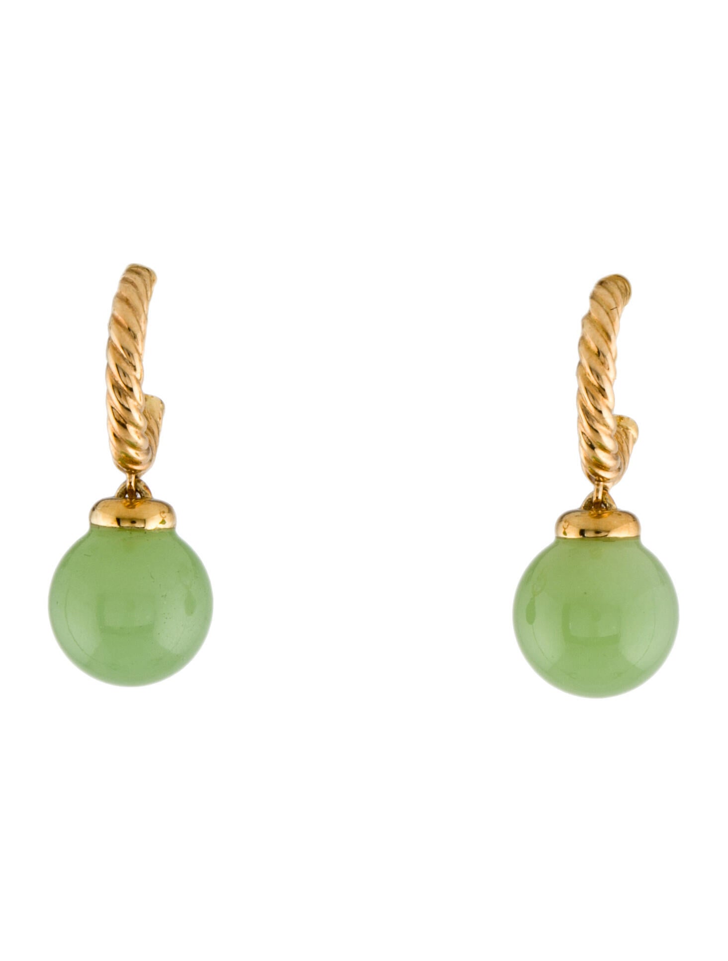 David Yurman 18K Nephrite Solari Hoop Drop Earrings - 18K Yellow Gold ...