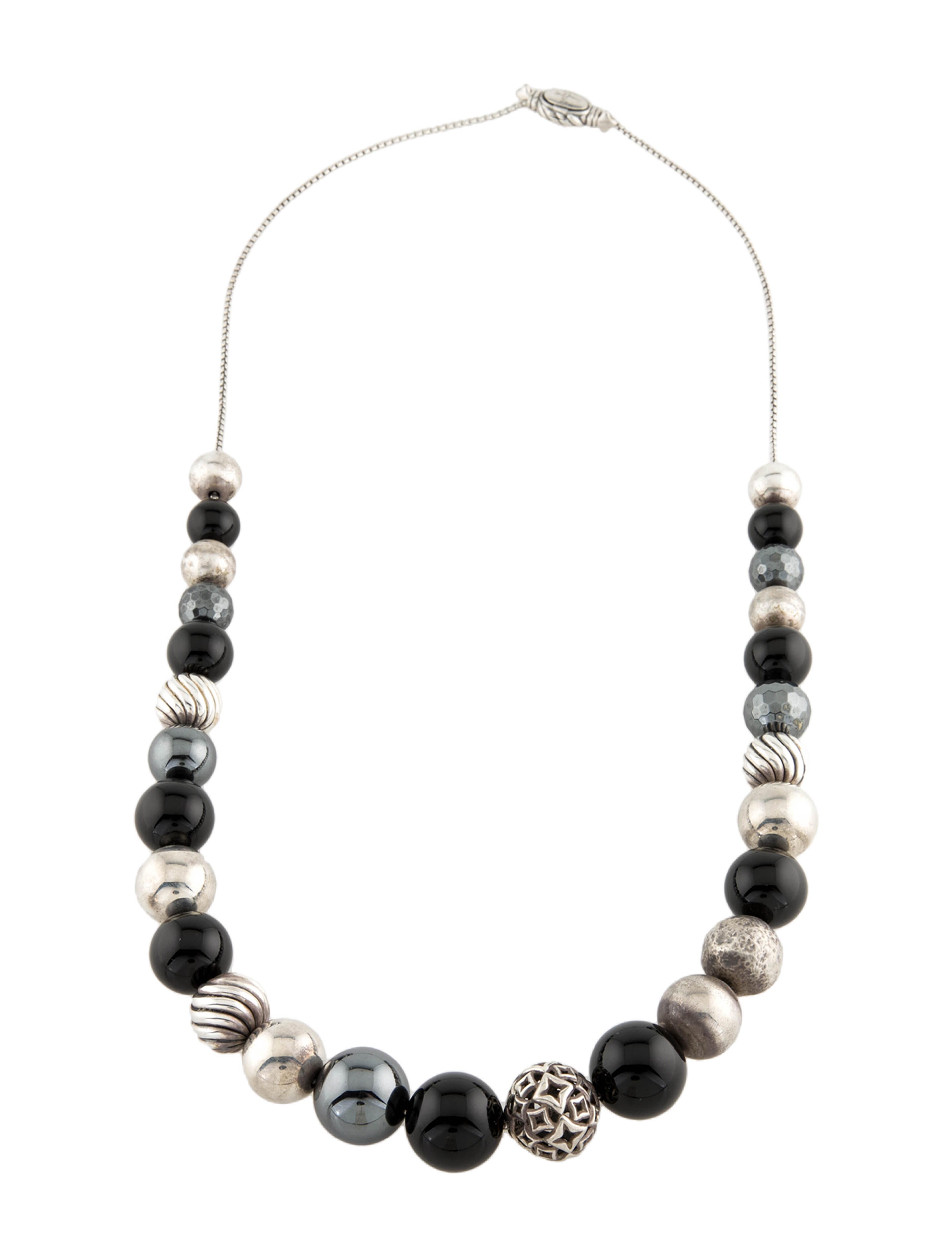 David Yurman Onyx & Hematine Elements Bead Necklace - Sterling Silver ...