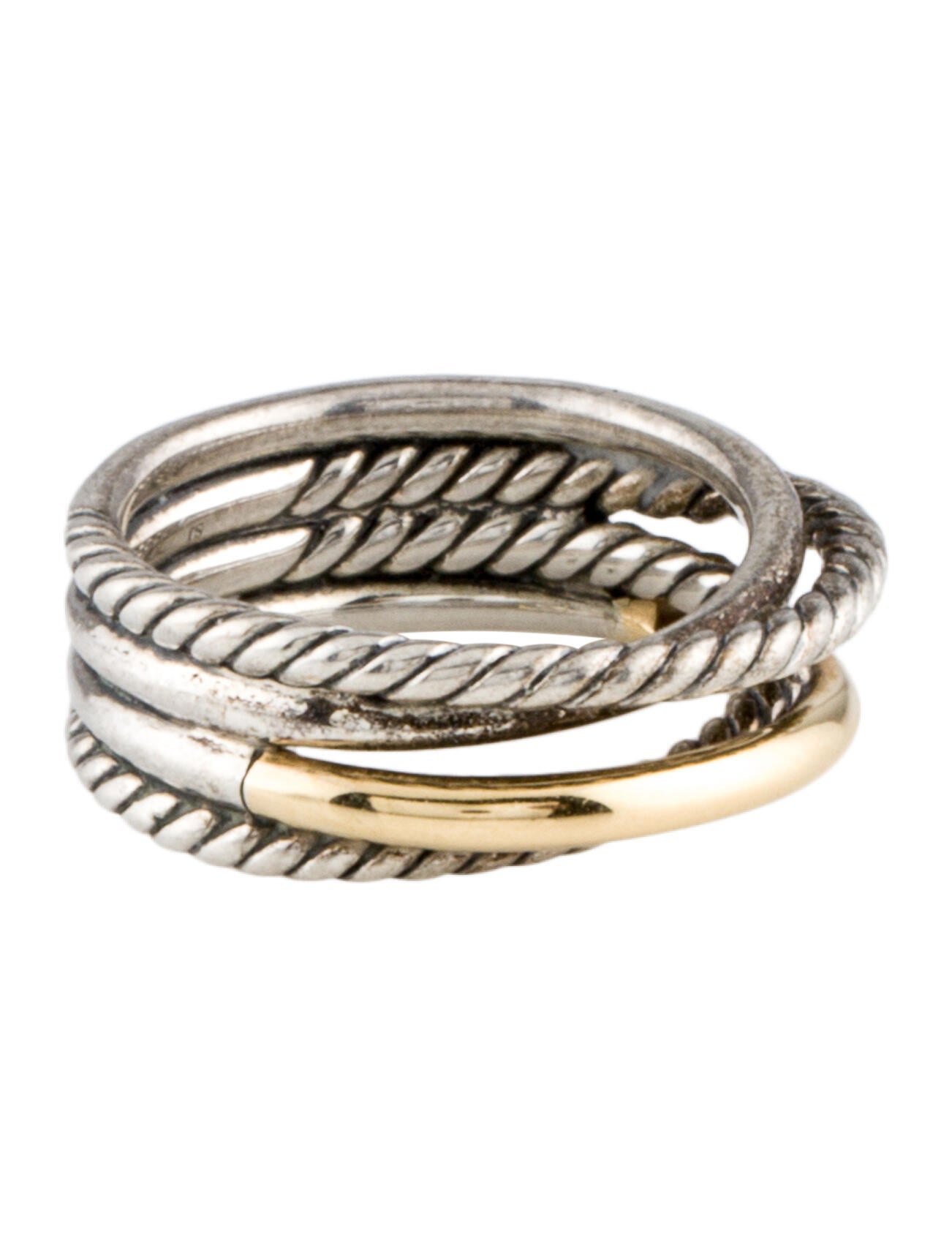 David Yurman Two-Tone Crossover Band Ring - 18K Yellow Gold Band, Rings ...