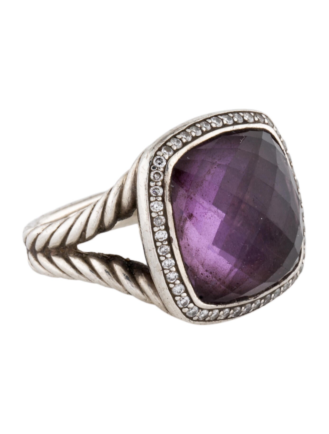 David Yurman Amethyst & Diamond Albion Cocktail Ring - Sterling Silver ...