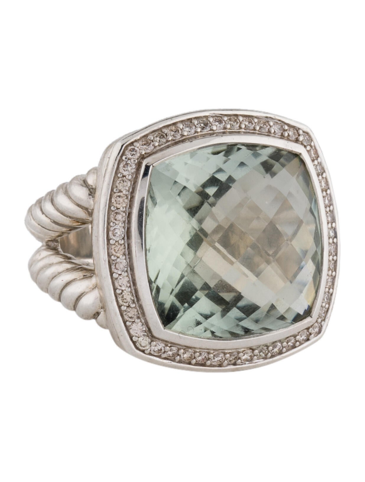 Ring 18K Emerald & Diamond Cocktail Ring - 18K White Gold Cocktail Ring ...