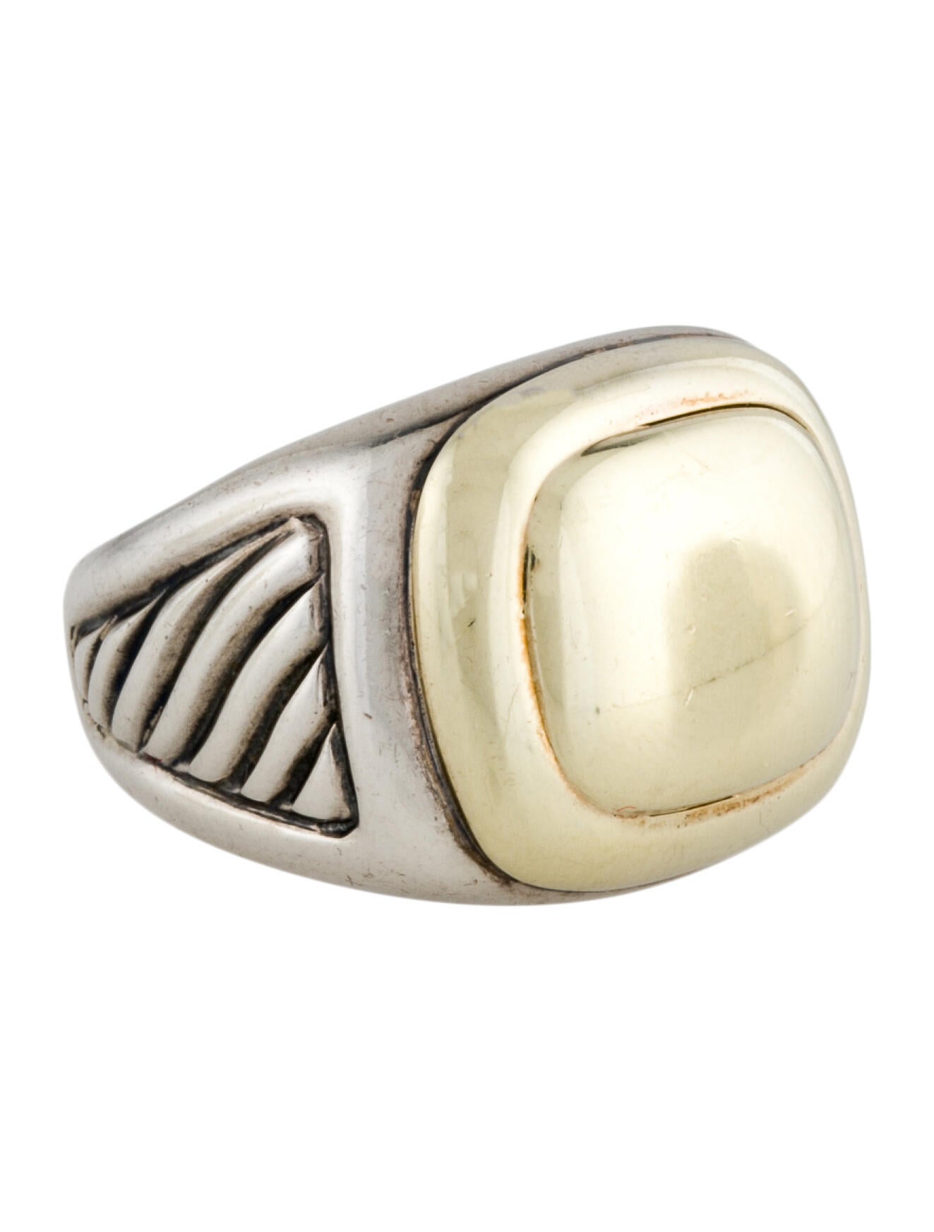 David Yurman Two-Tone Cable Signet Ring - 14K Yellow Gold Signet Ring ...