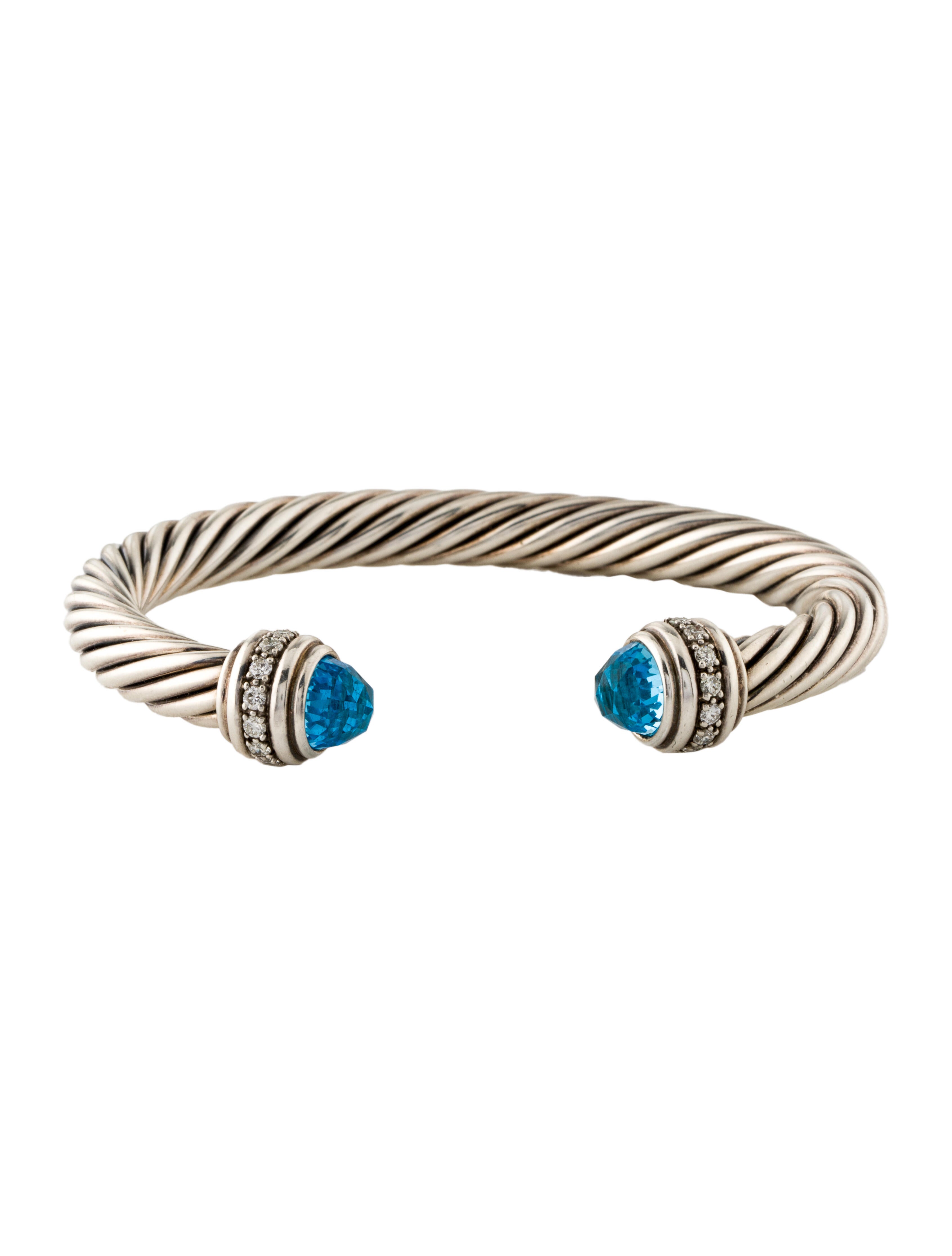 David Yurman Diamond Double Cable Cuff - 18K Yellow Gold Cuff ...