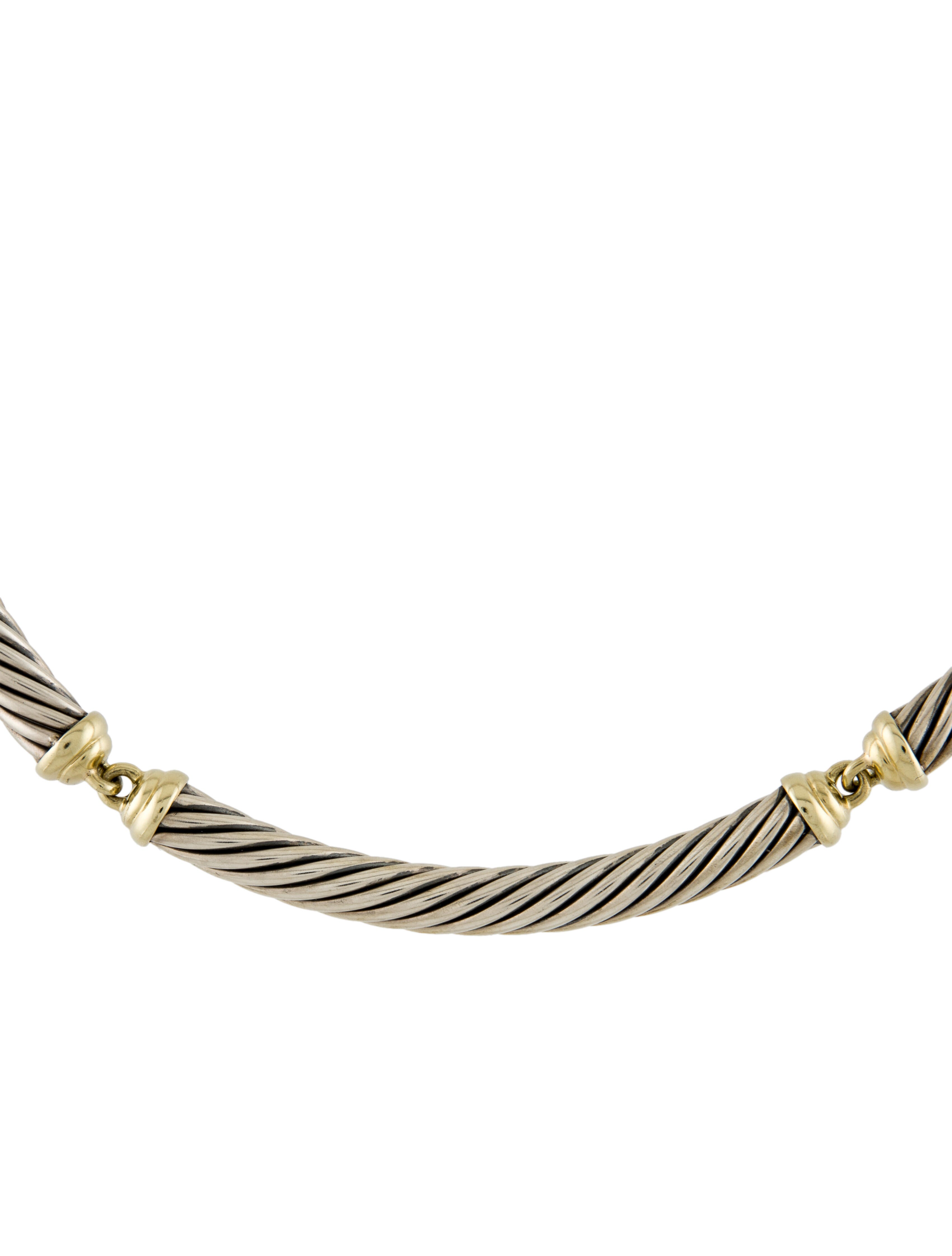 David Yurman Two-Tone Metro Cable Collar Necklace - Collar, Necklaces ...