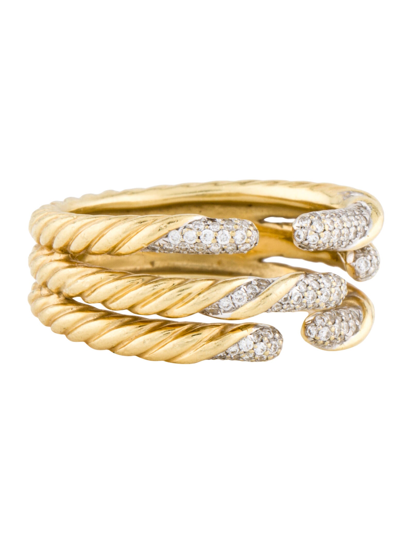 David Yurman 18K Diamond Three-Row Willow Band - 18K Yellow Gold Band, Rings - DVY147482 | The ...