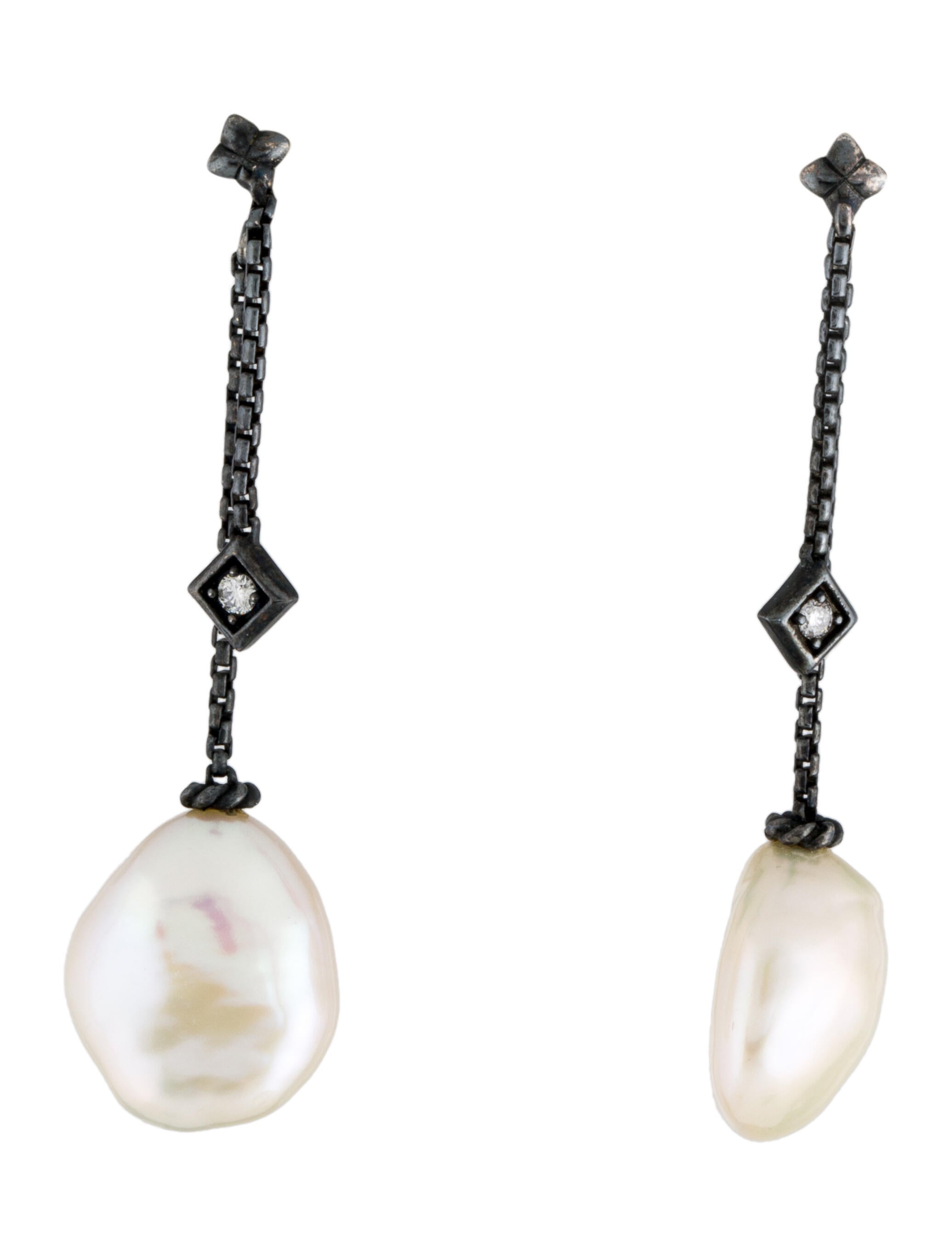 David Yurman Pearl & Diamond Solari Drop Earrings - Sterling Silver Drop, Earrings - DVY147802 ...