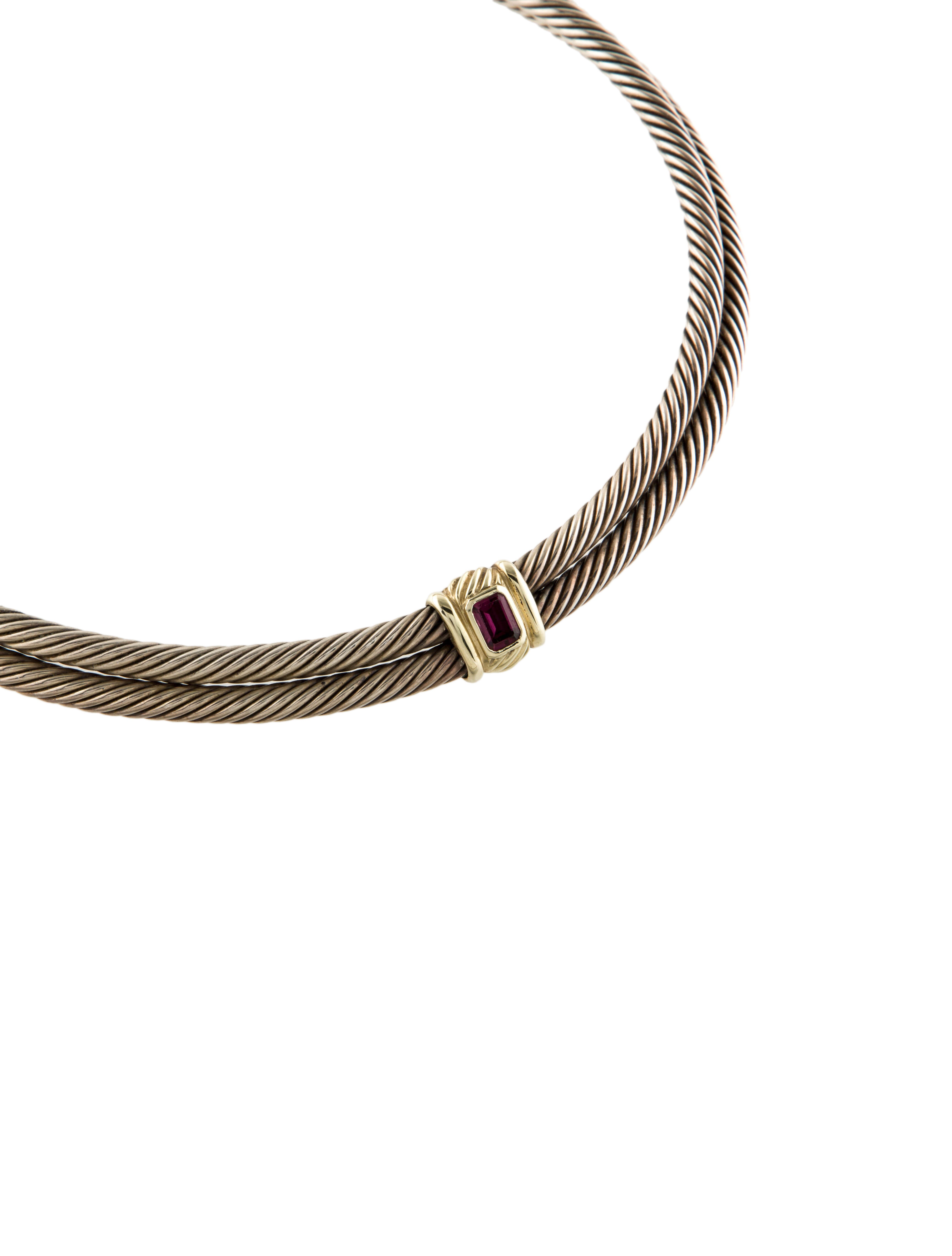 David Yurman David Yurman Two-Tone Cable Crossover Choker Necklace ...