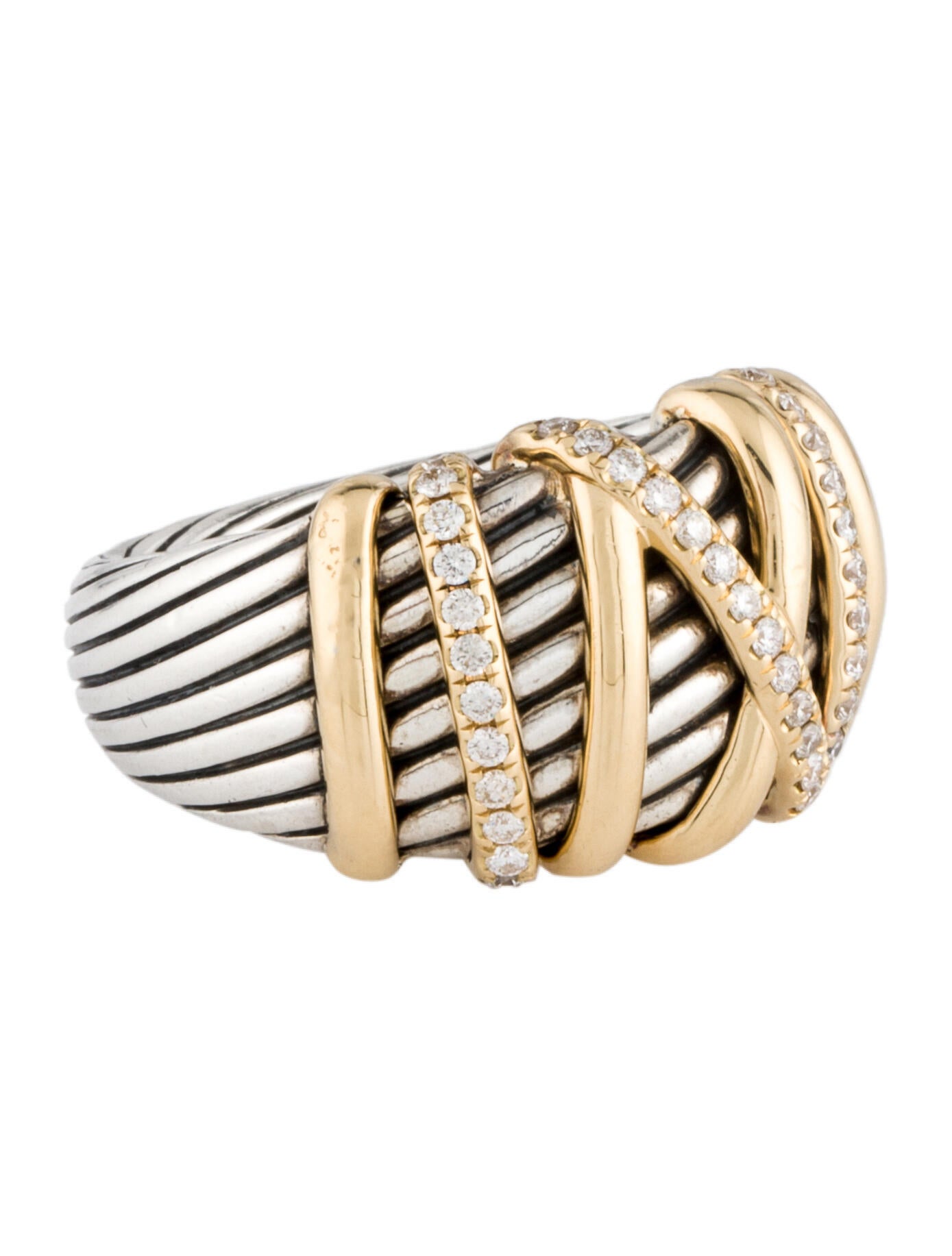 David Yurman Diamond Helena Cocktail Ring - 18K Yellow Gold Cocktail ...