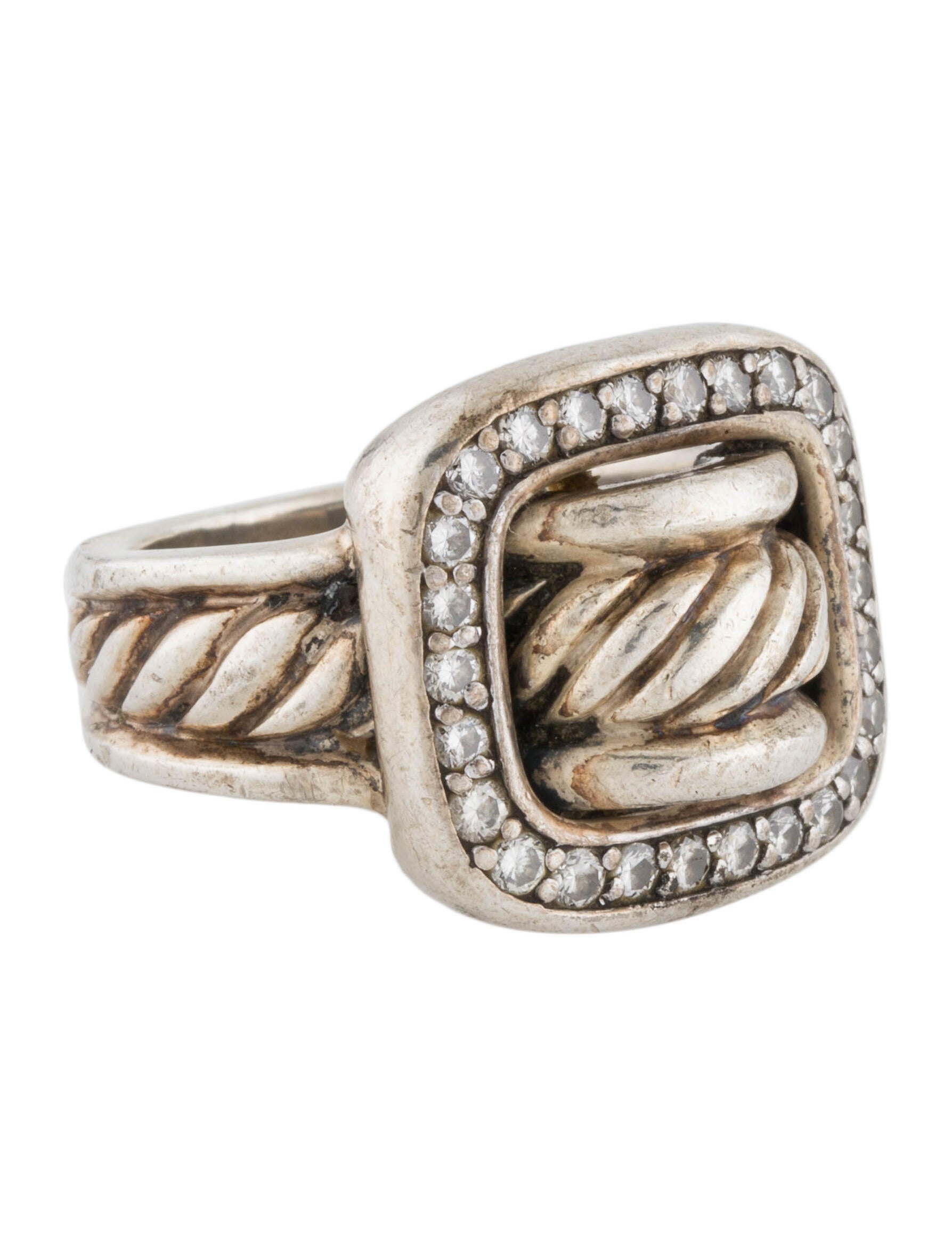 David Yurman Diamond Crossover Band - Sterling Silver Band, Rings ...