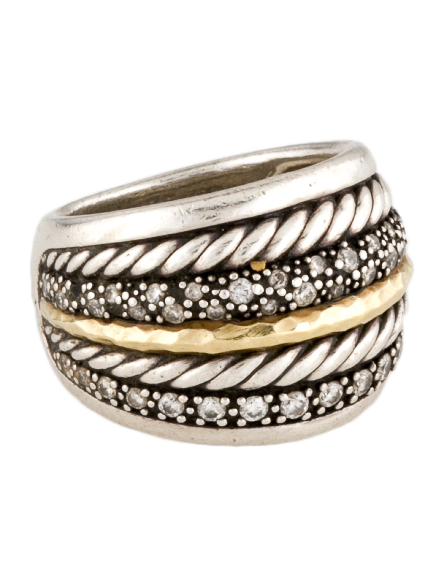 David Yurman Diamond Midnight Mélange Ring - 18K Yellow Gold Band ...