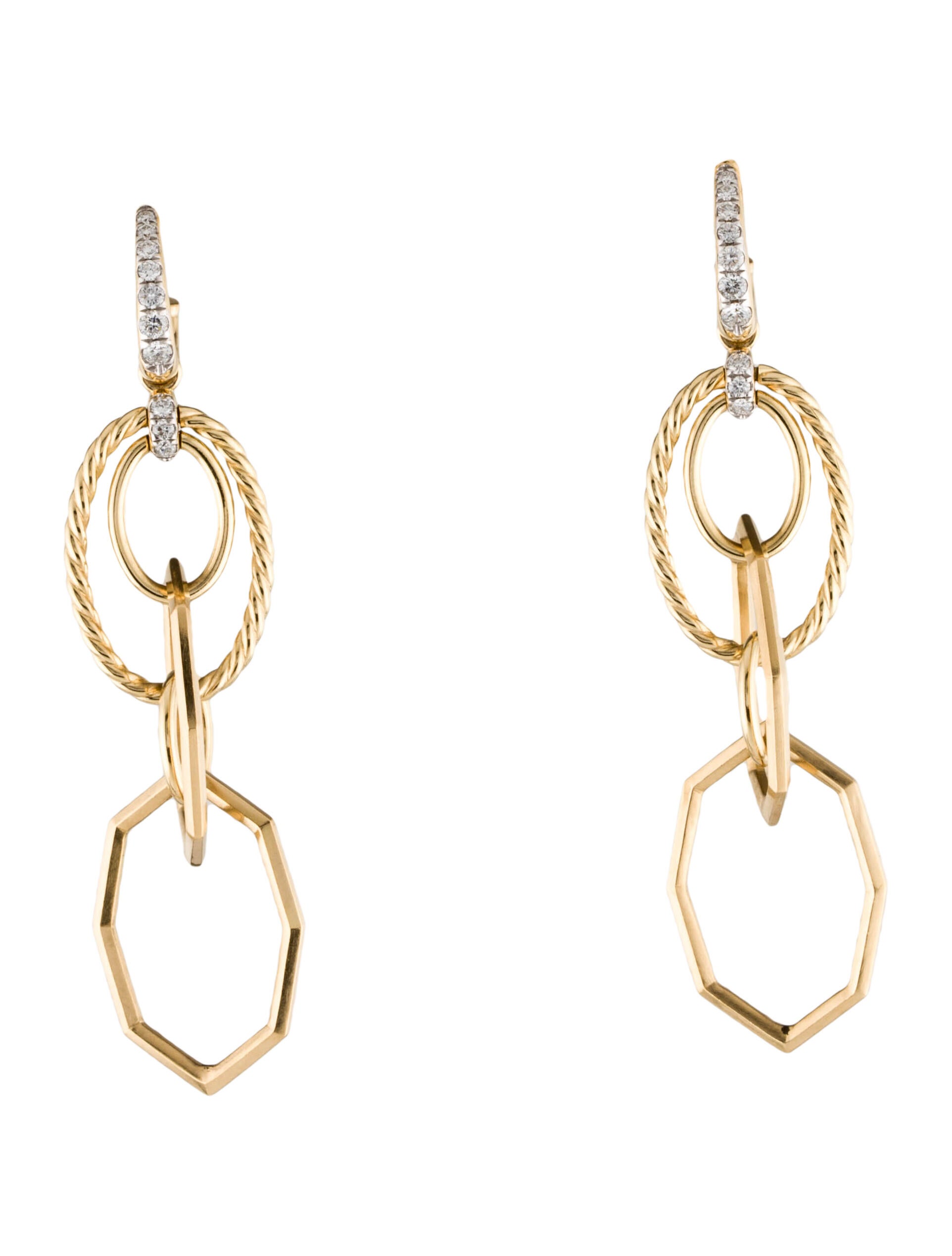 David Yurman 18K Diamond Stax Mobile Drop Earrings - 18K Yellow Gold ...