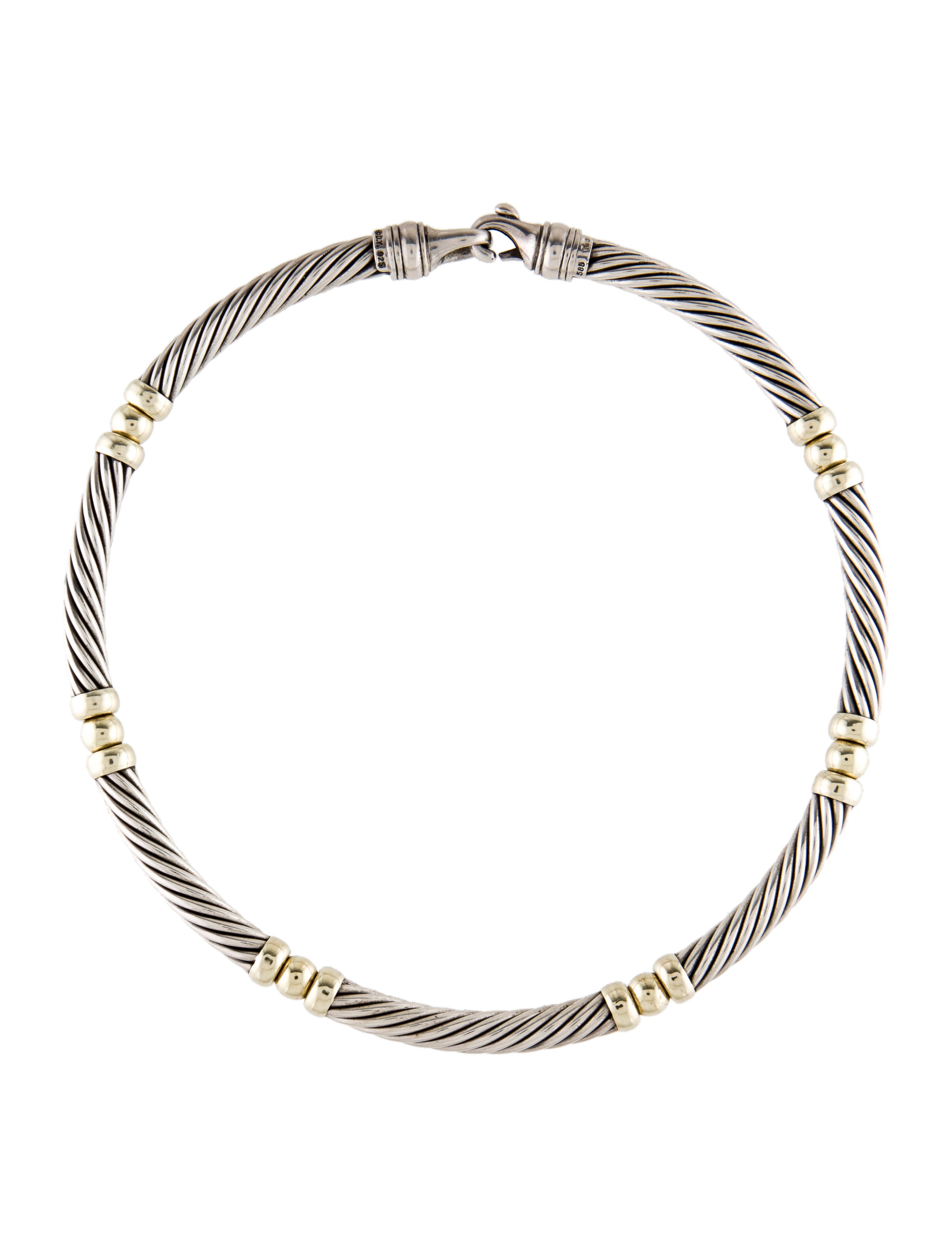 David Yurman Two-Tone Metro Cable Collar Necklace - 14K Yellow Gold ...