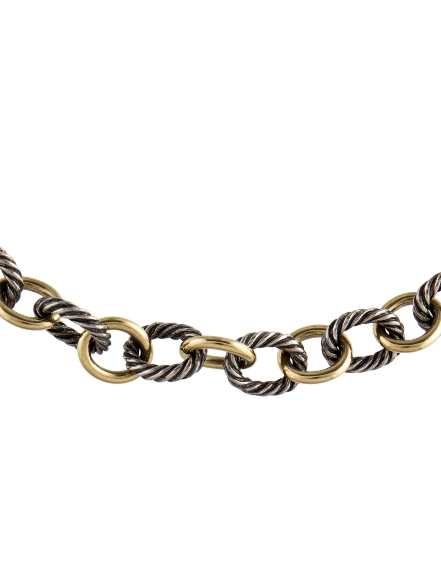 David Yurman Two-Tone Cable Oval Link Necklace - Sterling Silver Chain ...