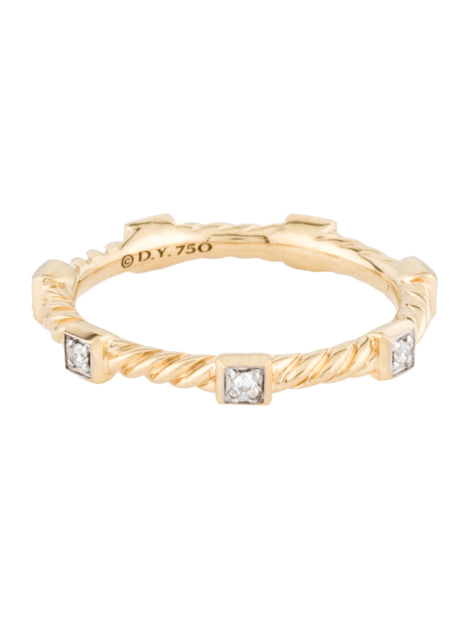 David Yurman 18K Diamond Cable Collectibles Stations Stack Ring - 18K ...