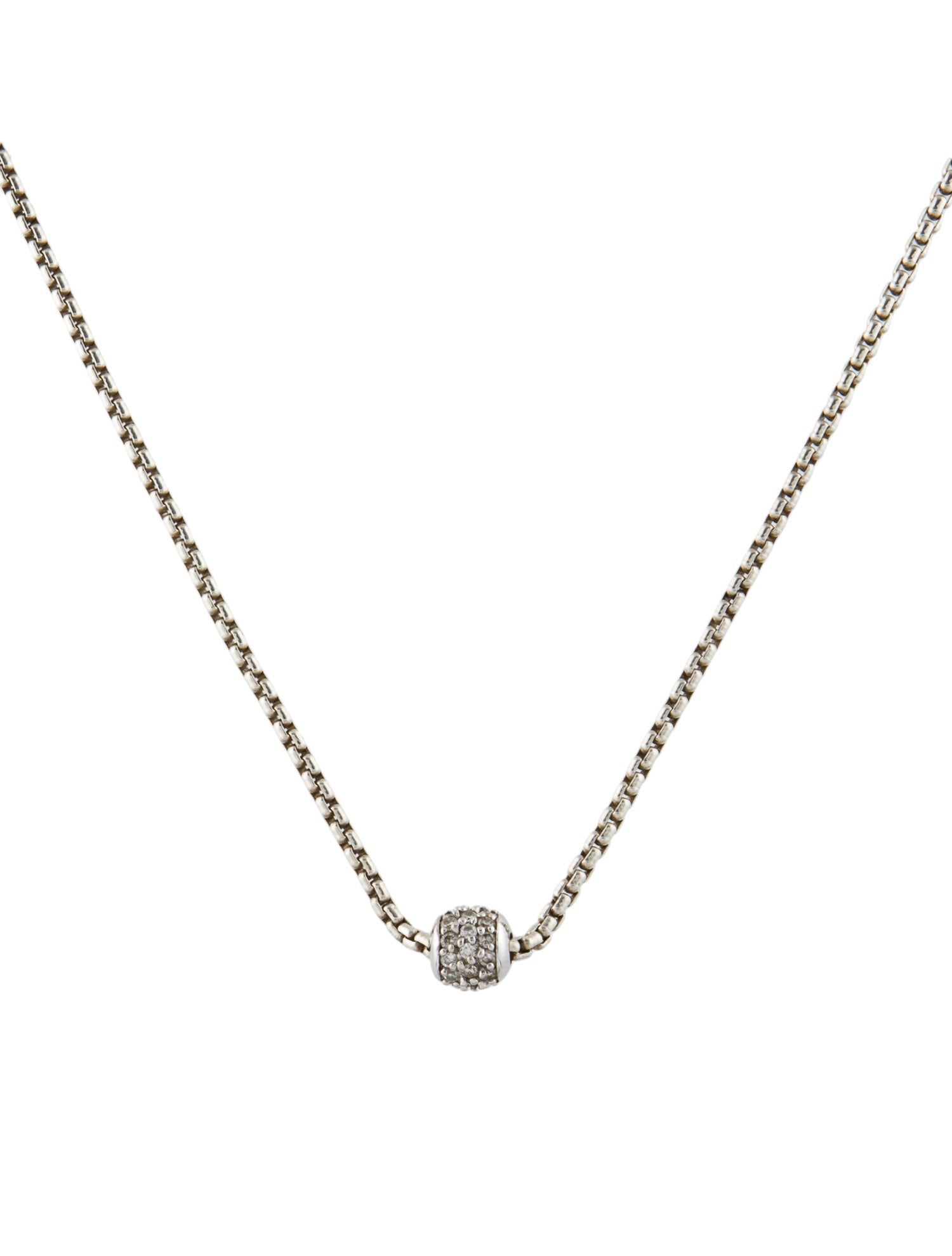 David Yurman Diamond Ball Pendant Necklace - Sterling Silver Pendant ...