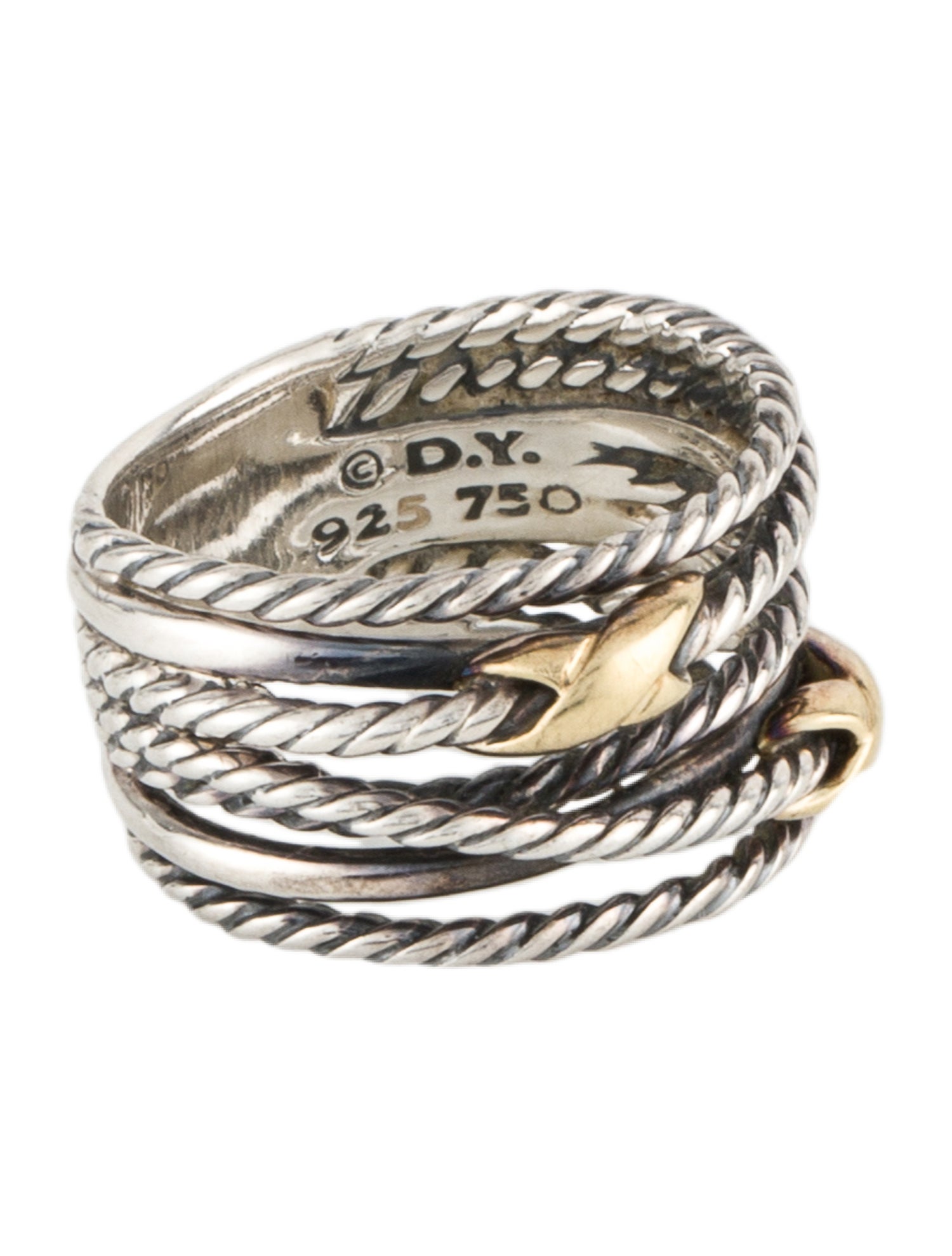 David Yurman Double X Crossover Ring - 18K Yellow Gold Band, Rings ...