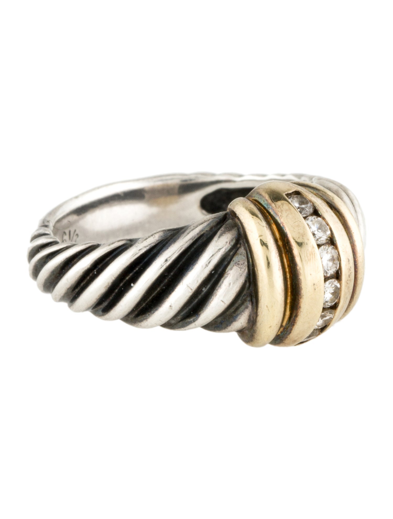 David Yurman Two-Tone Citrine Stacking Ring - 14K Yellow Gold Cocktail ...