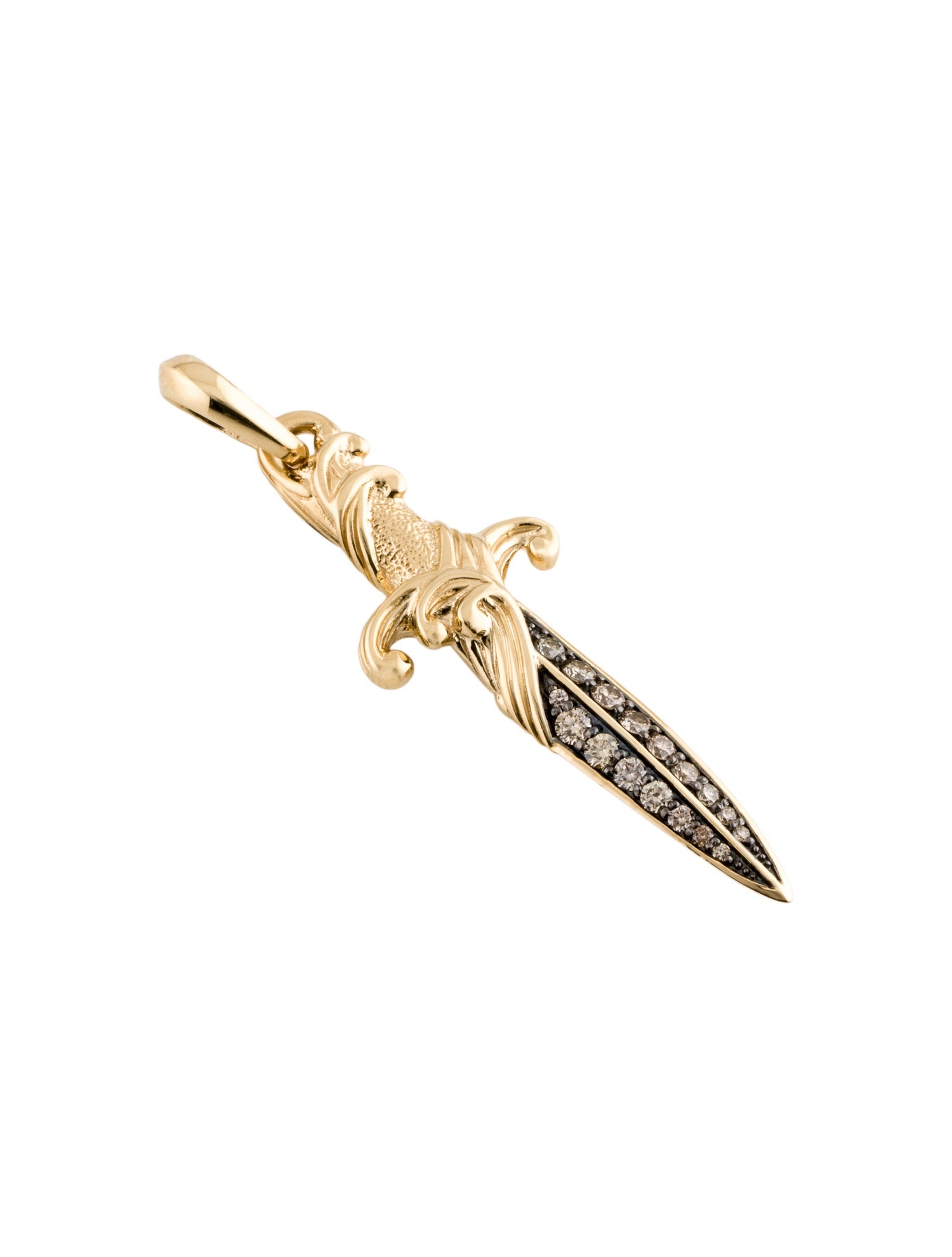 David Yurman 18K Diamond Waves Dagger Amulet Pendant - 18K Yellow Gold ...