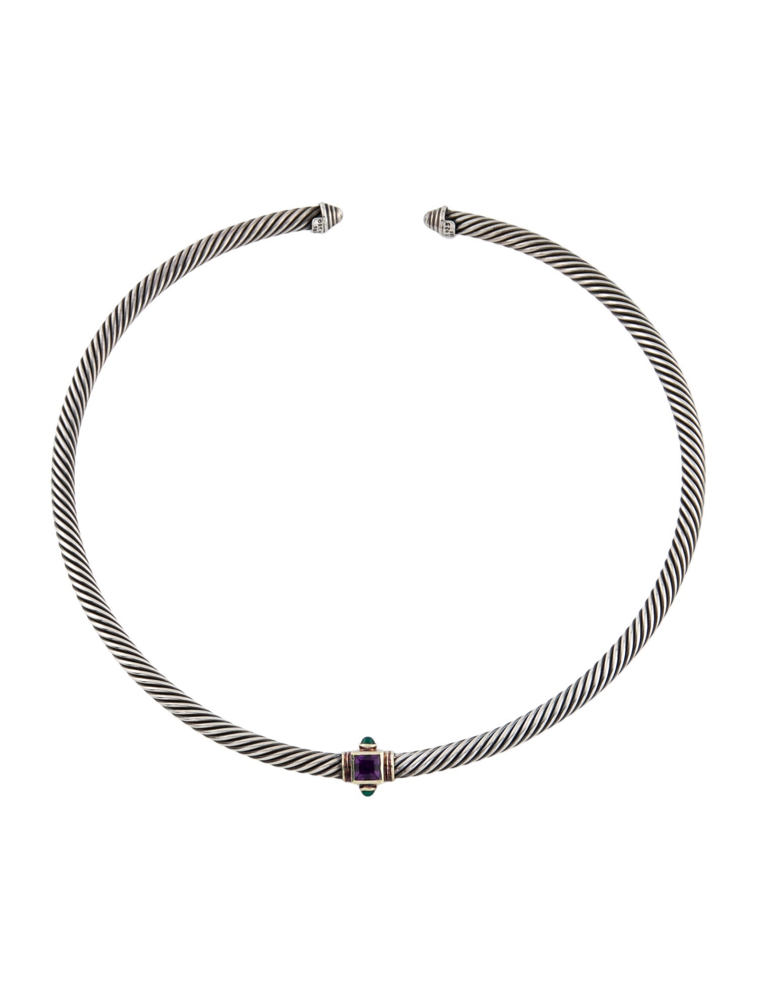 David Yurman Two-Tone Amethyst & Chalcedony Renaissance Collar Necklace ...