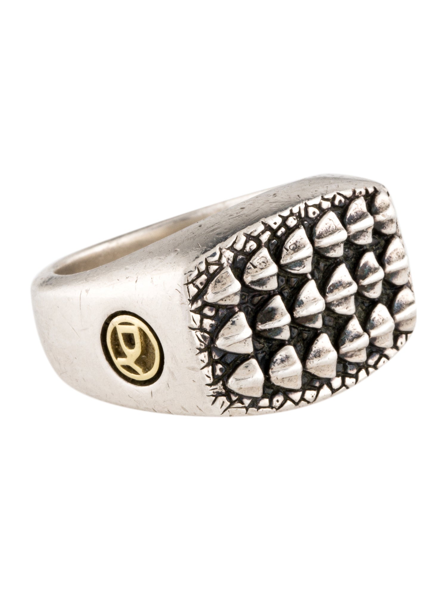 David Yurman Naturals Alligator Ring - 18K Yellow Gold Signet Ring ...