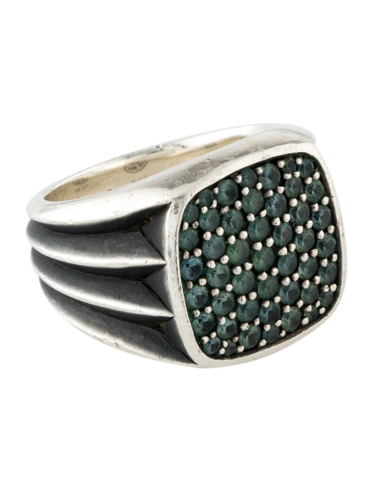 David Yurman Sapphire Knife-Edge Signet Ring - Sterling Silver Signet ...