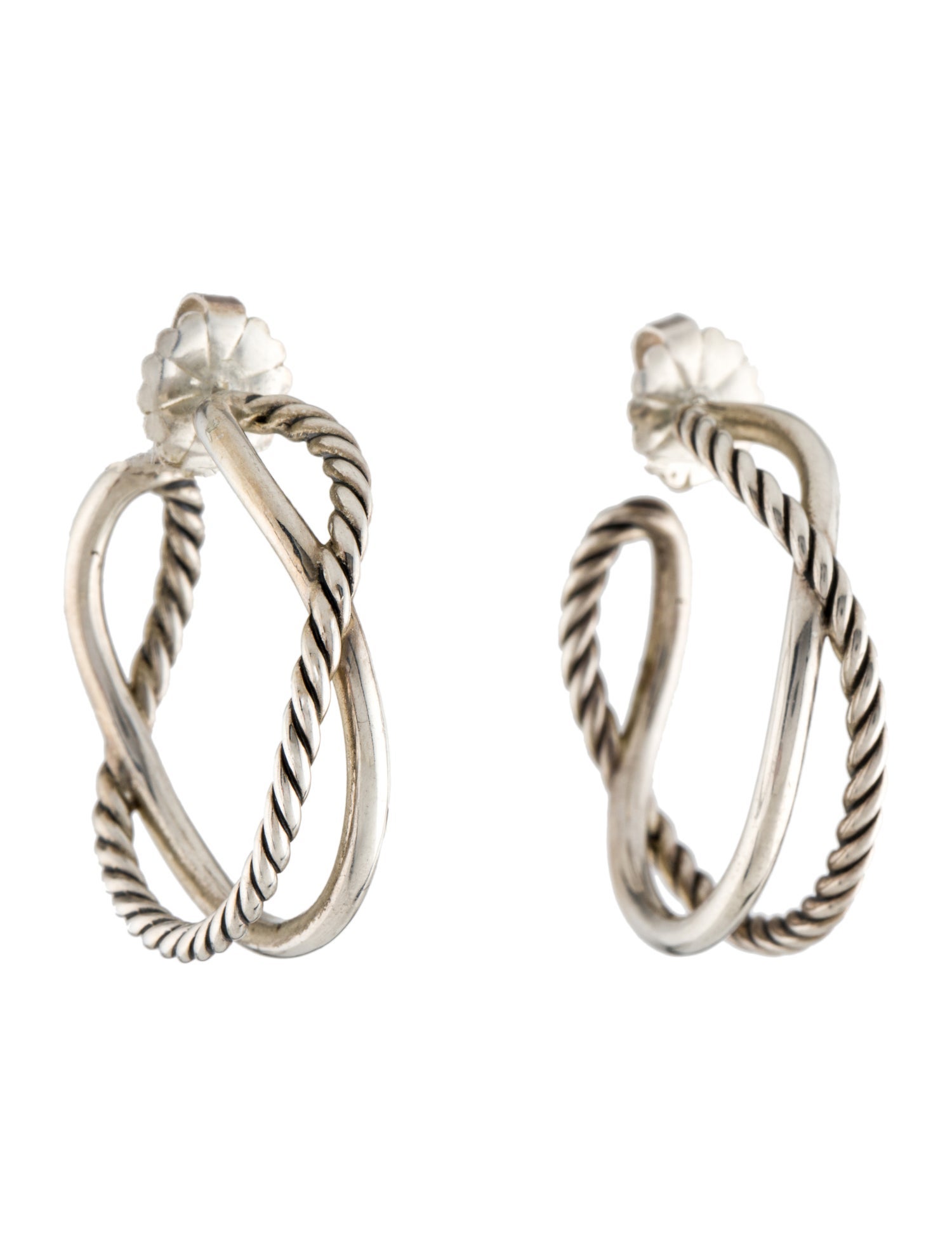 David Yurman Two-Tone X Cable Hoop Earrings - 14K Yellow Gold Hoop ...