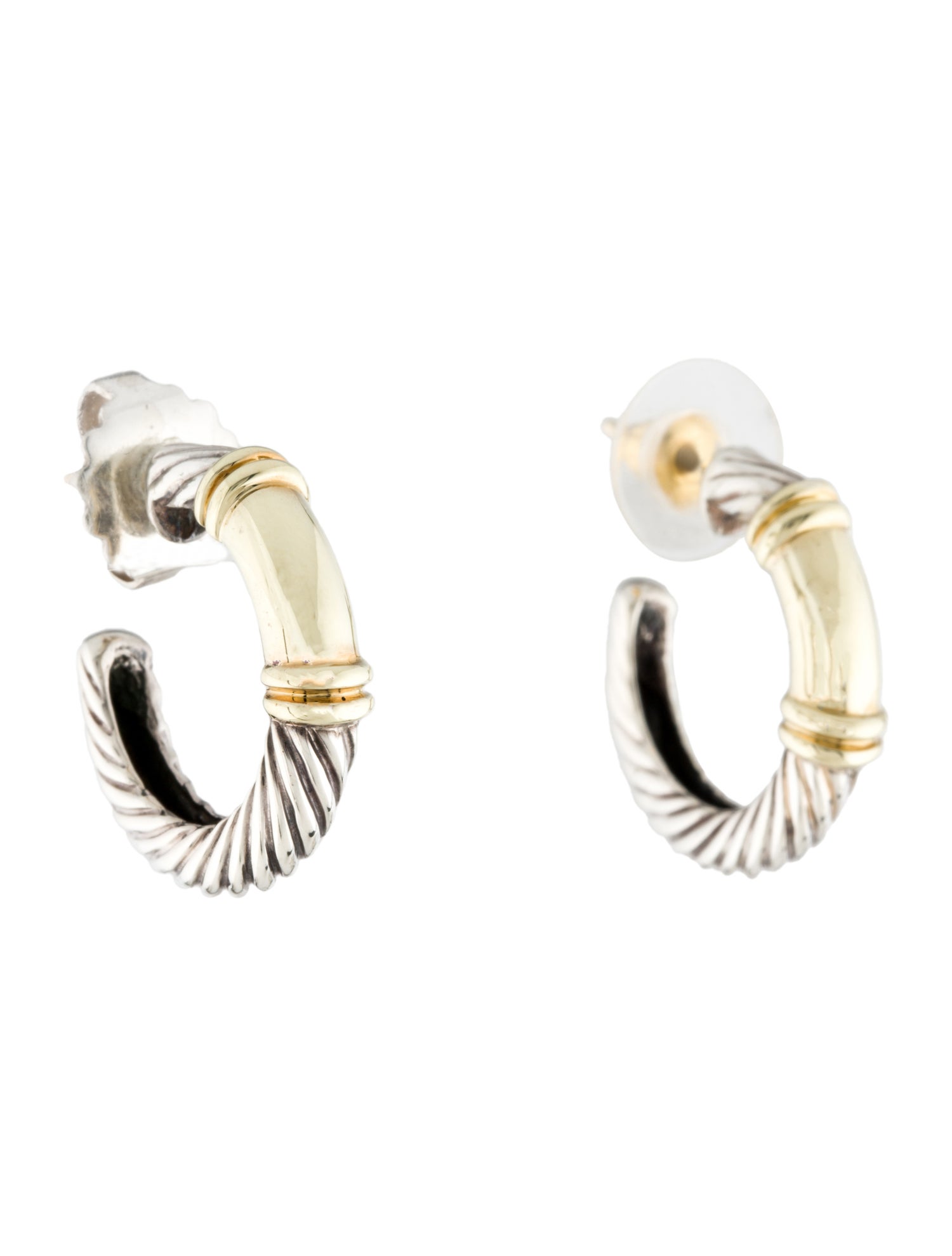 David Yurman Two-Tone X Cable Hoop Earrings - 14K Yellow Gold Hoop ...
