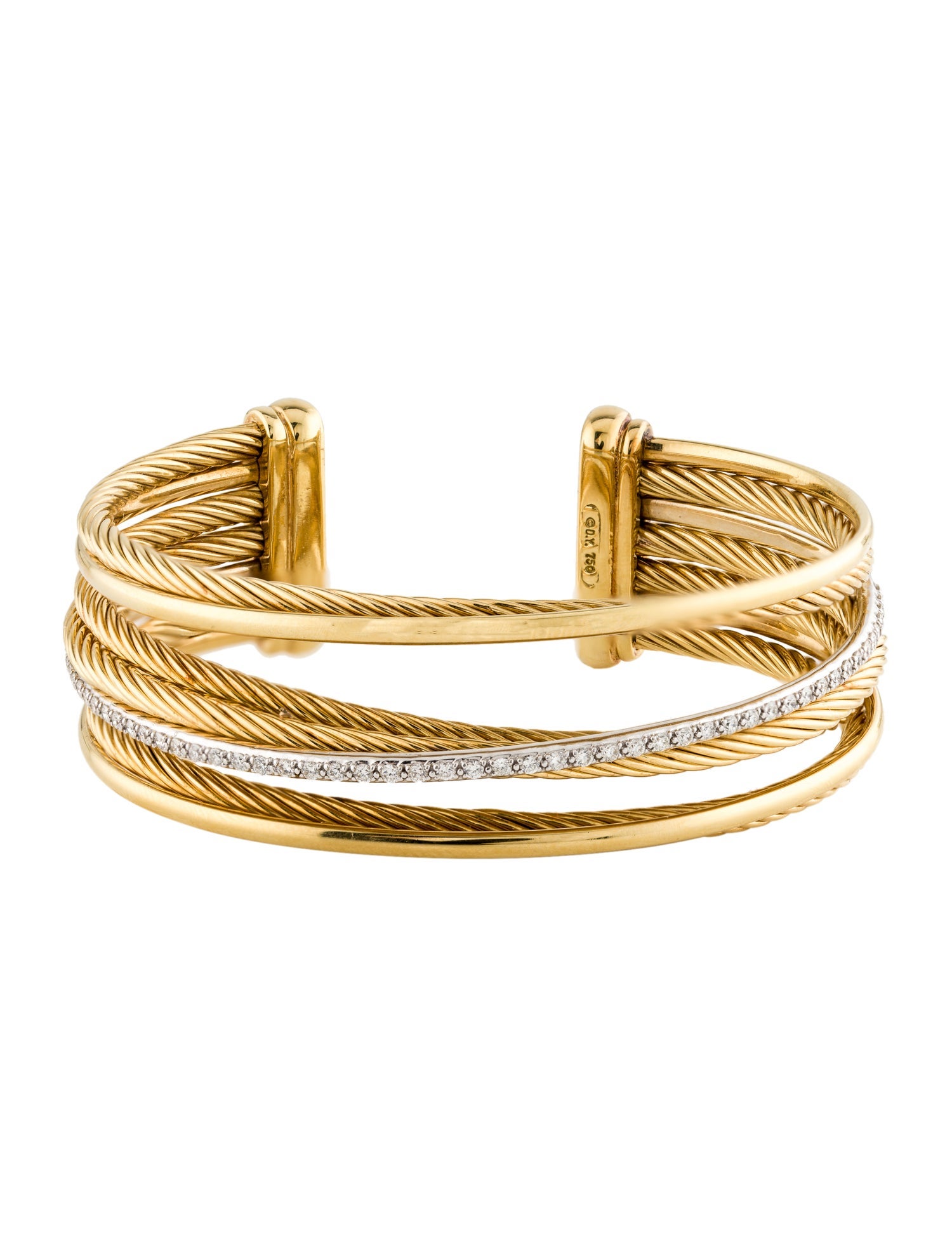 David Yurman 18K Woven Cable Wide Cuff - 18K Yellow Gold Cuff ...