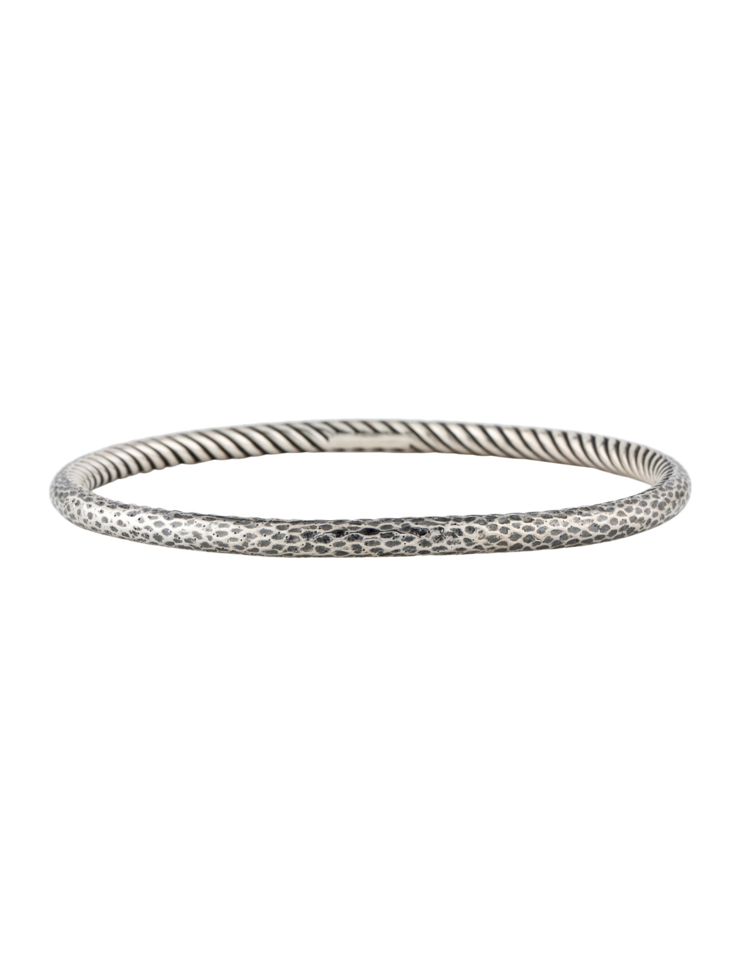David Yurman Hammered Cable Inside-Out Bangle - Sterling Silver Bangle, Bracelets - DVY152546 ...