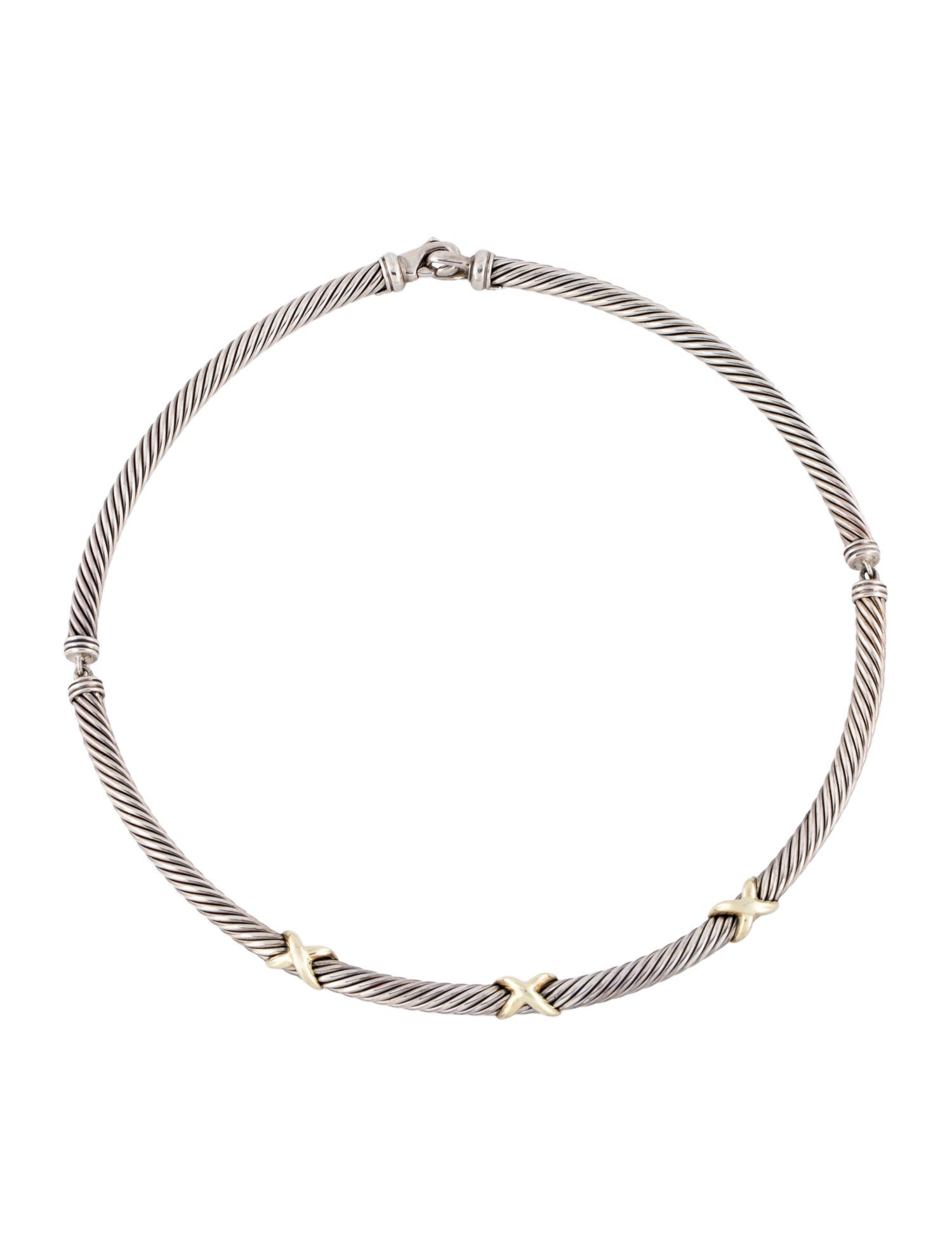David Yurman Two-Tone Triple X Cable Collar Necklace - 14K Yellow Gold ...