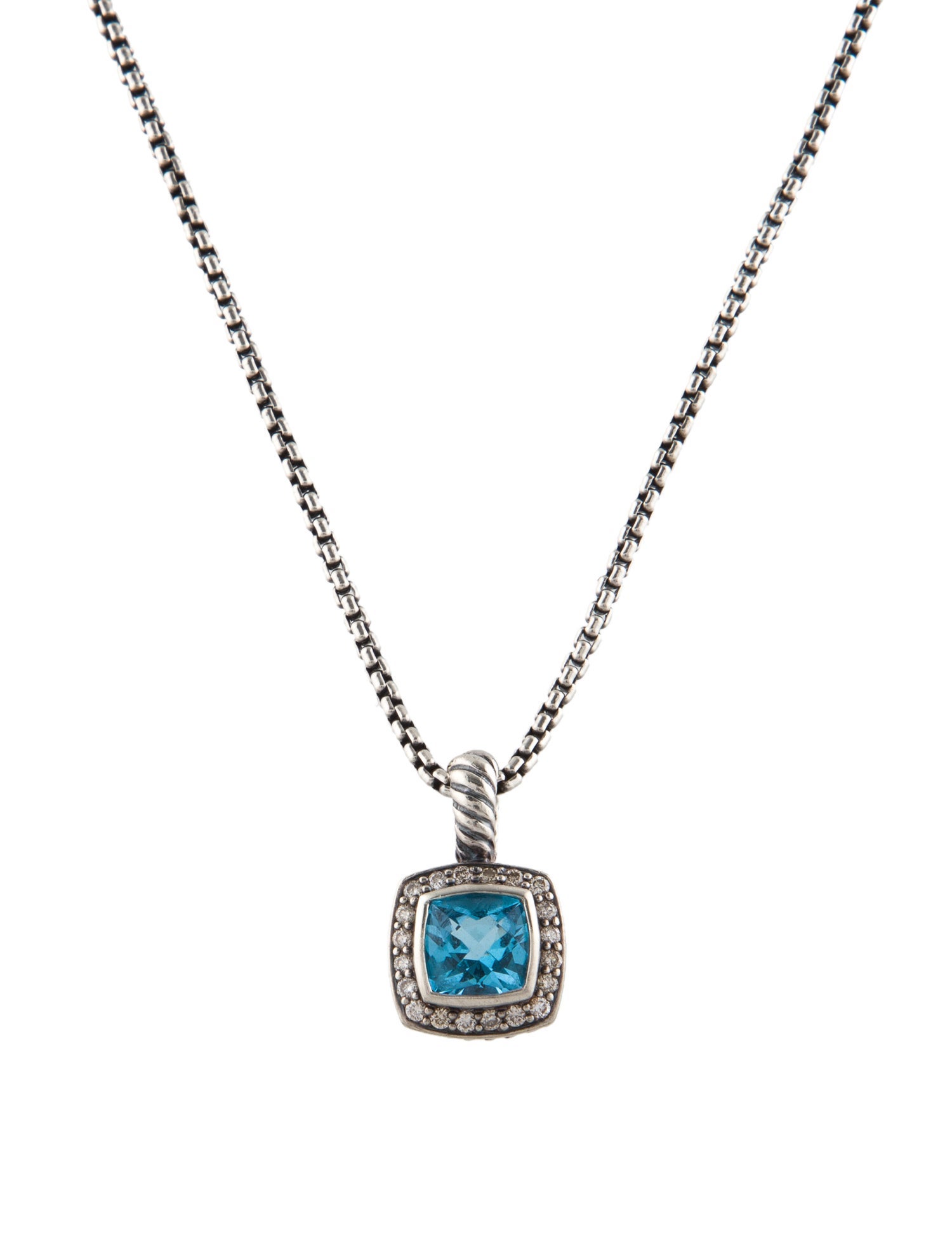 David Yurman Topaz & Diamond Petite Albion Pendant Necklace - Sterling ...
