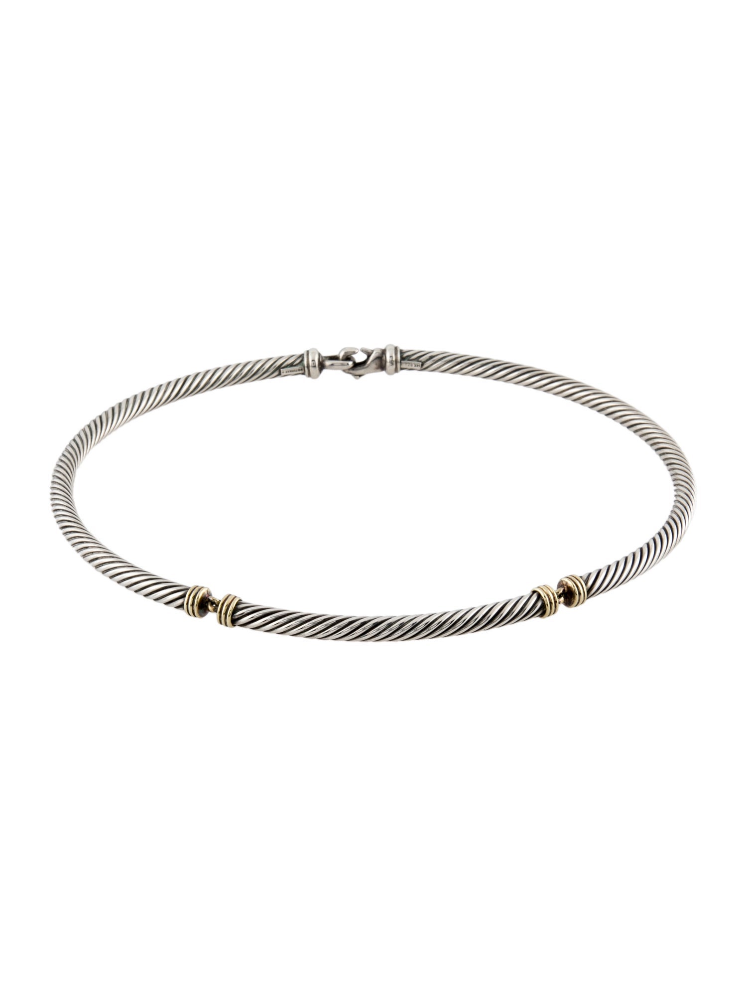 David Yurman Two-Tone Metro Cable Collar Necklace - 14K Yellow Gold ...