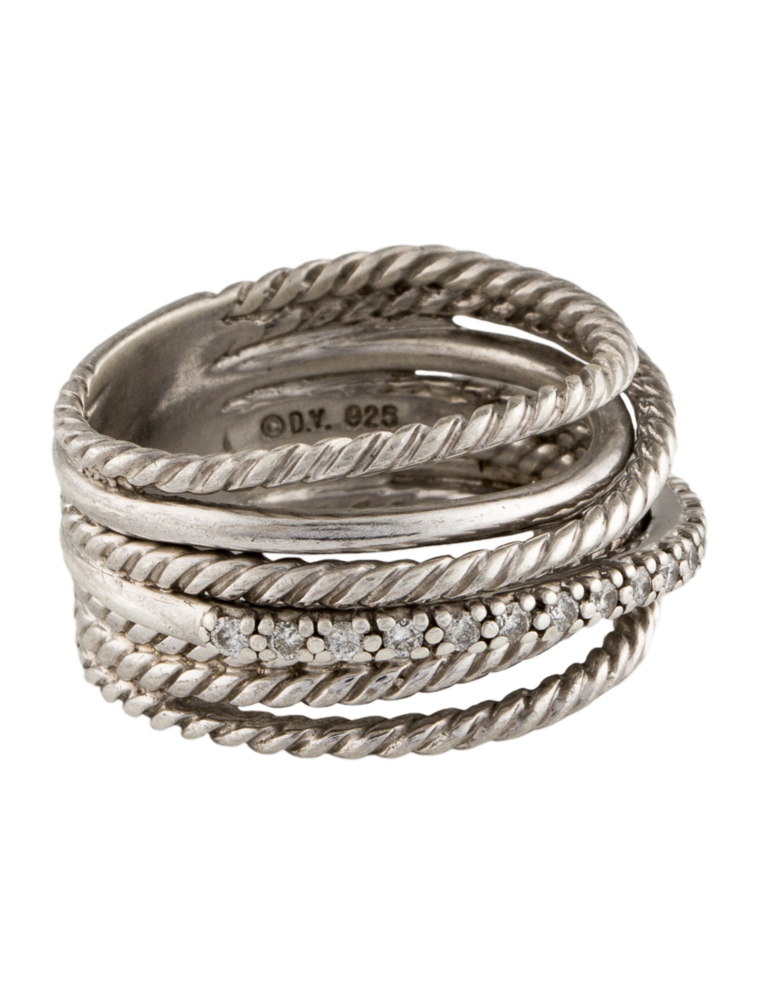 David Yurman Diamond Stacking Band - Sterling Silver Band, Rings ...
